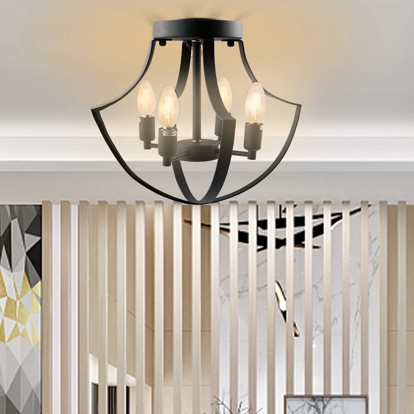 KIKET HOME 4 Lights Semi Flush Mount Ceiling Light Fixtures, Modern ...