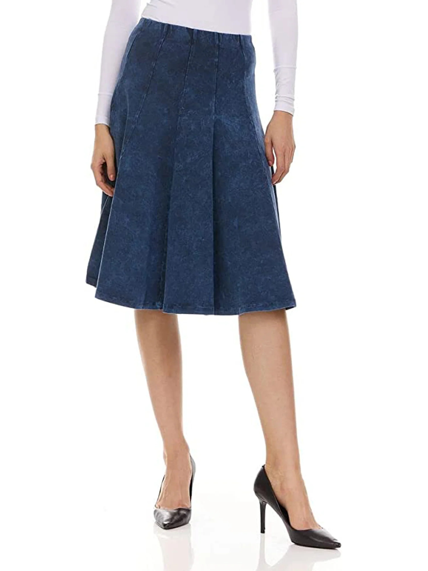 Mbj Womens Basic Versatile Strechy Flare Skater Skirt