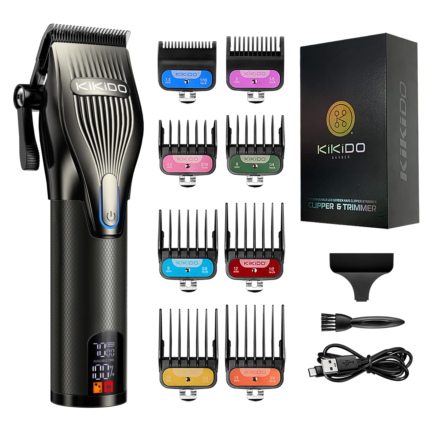 KIKIDO Hair Clippers for Men + T-Blade Trimmer Kit, Rechargeable Barber ...
