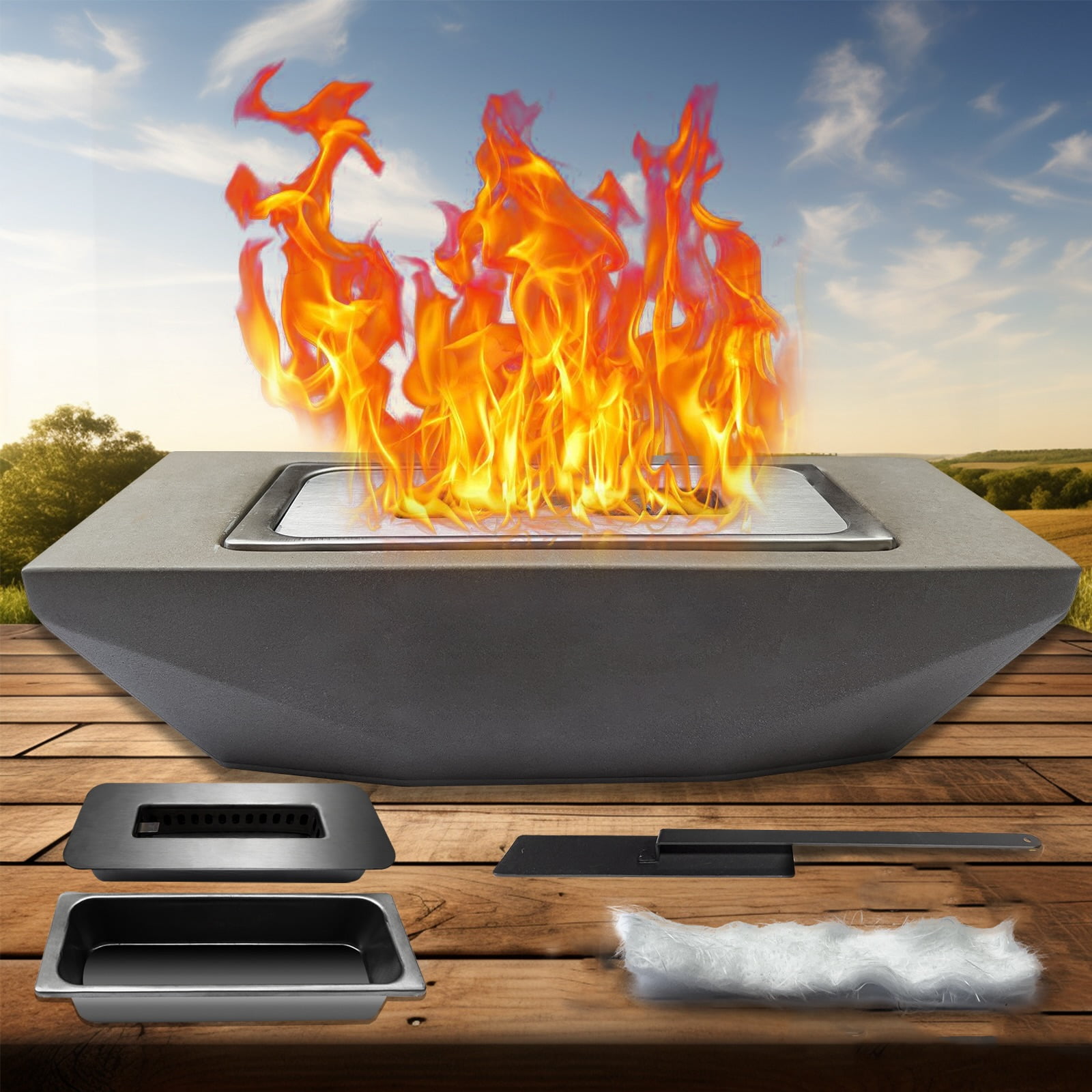 KILOGOGRAPH Concrete Tabletop Fire Pit, Smores Kit, Outdoor Firepit ...