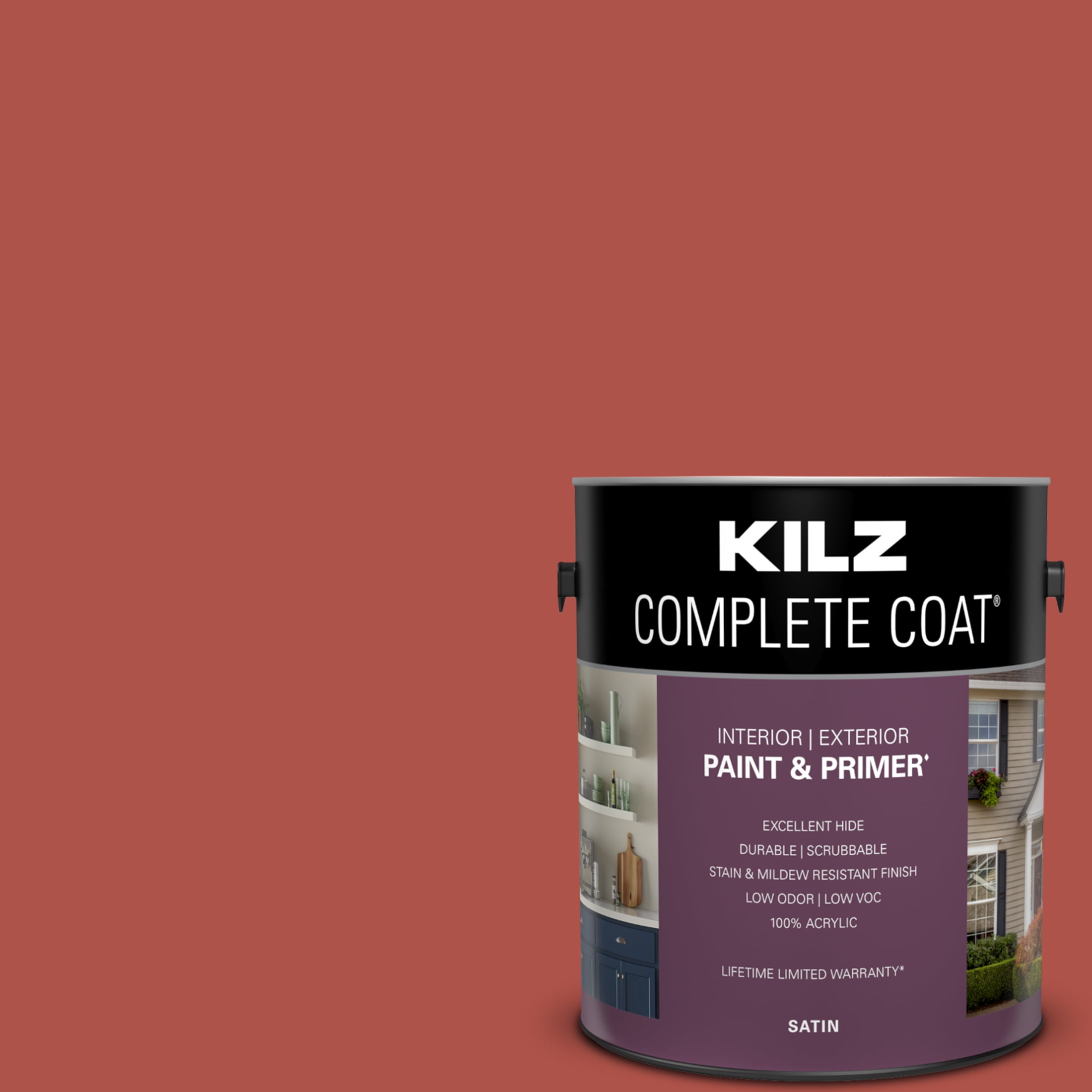 KILZ Complete Coat Paint & Primer, Interior/Exterior, Satin, Red Flare ...