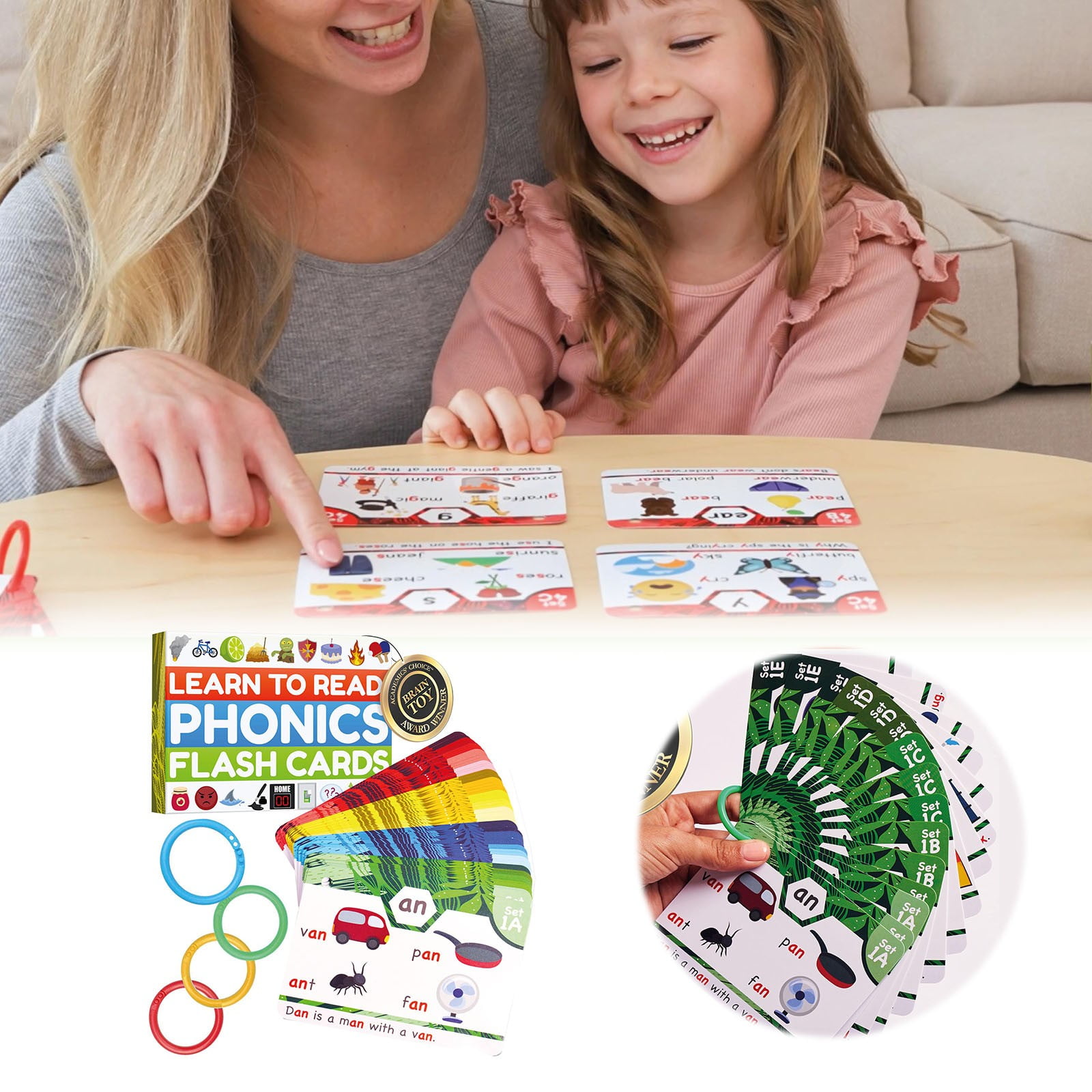 KIMAN Learning Toys Phonics Flash Cards Learn To Read In 20 Stages ...