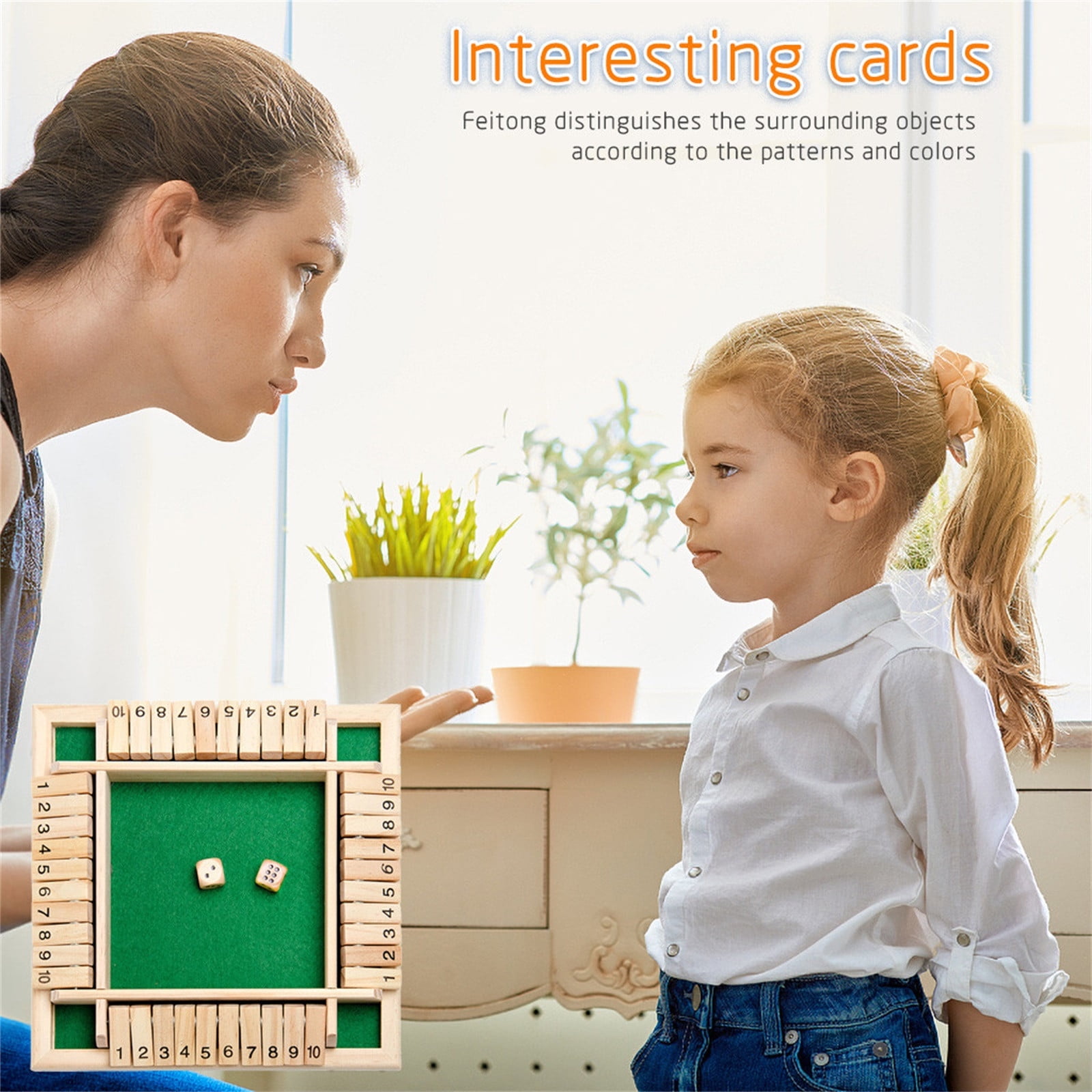 KIMAN Traditional Four Sided Wooden 10 Number Pub Bar Board Dice Game ...