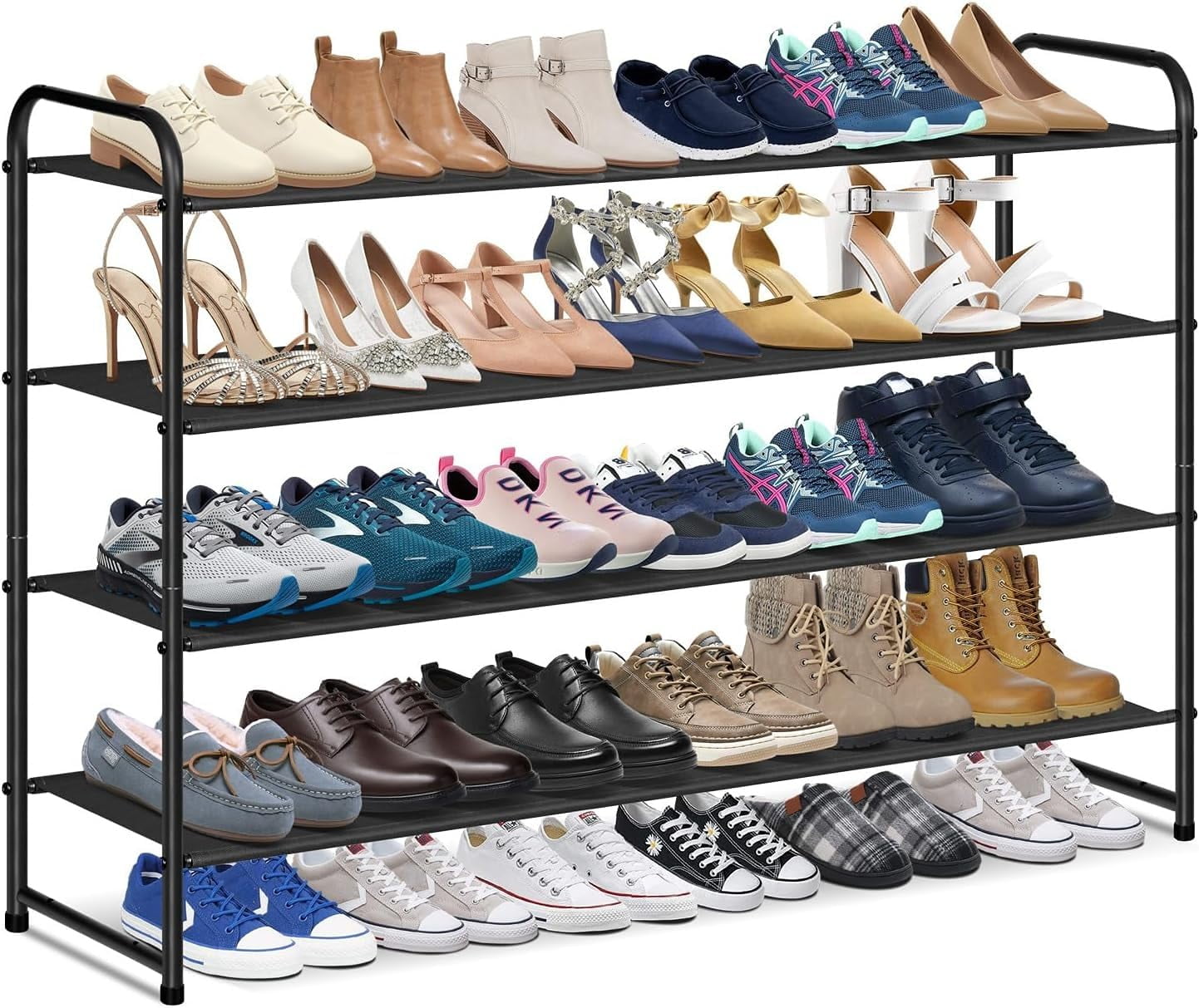 KIMBORA 4 Tier Long Shoe Rack for Closet Floor, Wide Shoe Shelf Storage ...