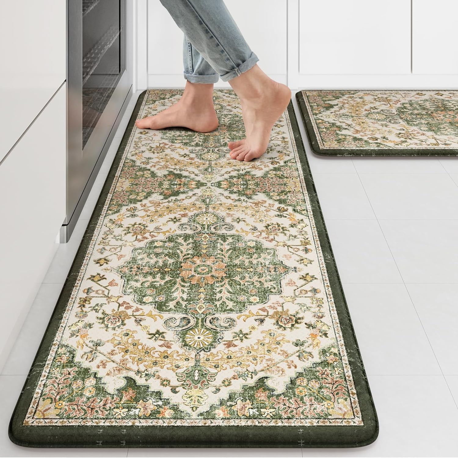 KIMDOE Kitchen Rugs Cushioned Anti Fatigue Kitchen Mat Non-Skid ...