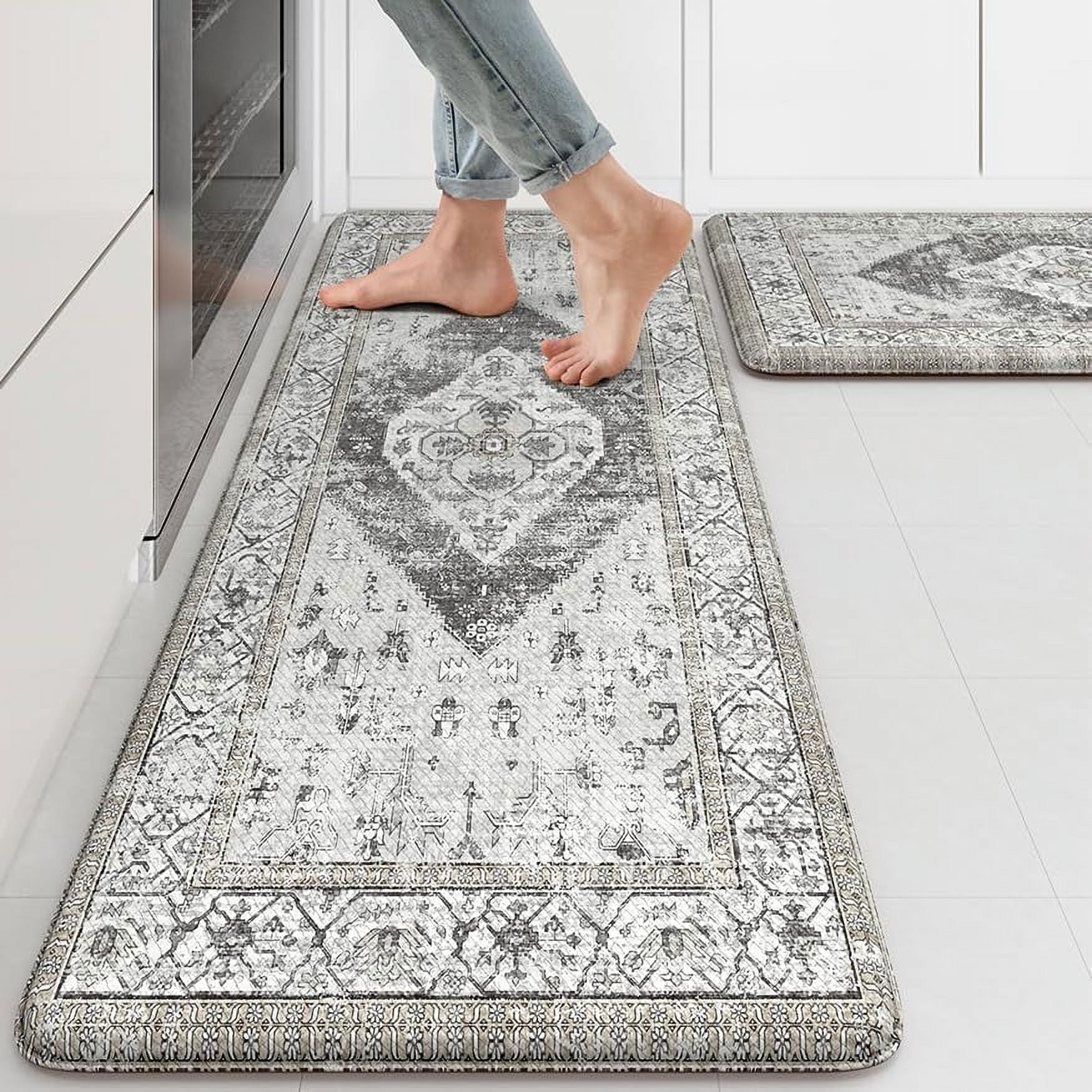 KIMDOE Kitchen Rugs and Mats 2PCS Cushioned Anti Fatigue Kitchen Mat ...