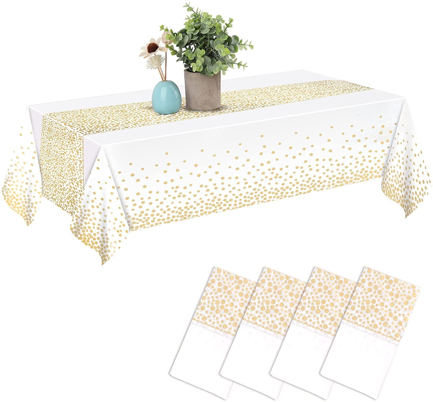 KIMHY Table Cloth Rectangle Table, 6 Packs Plastic Table Cloth ...
