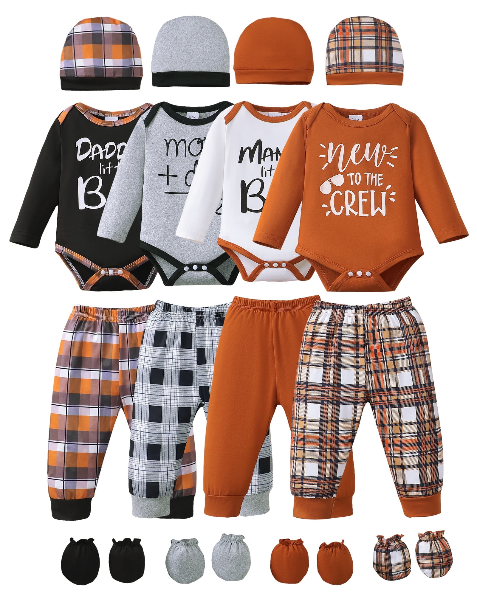 KIMI BEAR Newborn Baby Boys Layette Set Winter Outfits Long Sleeves ...