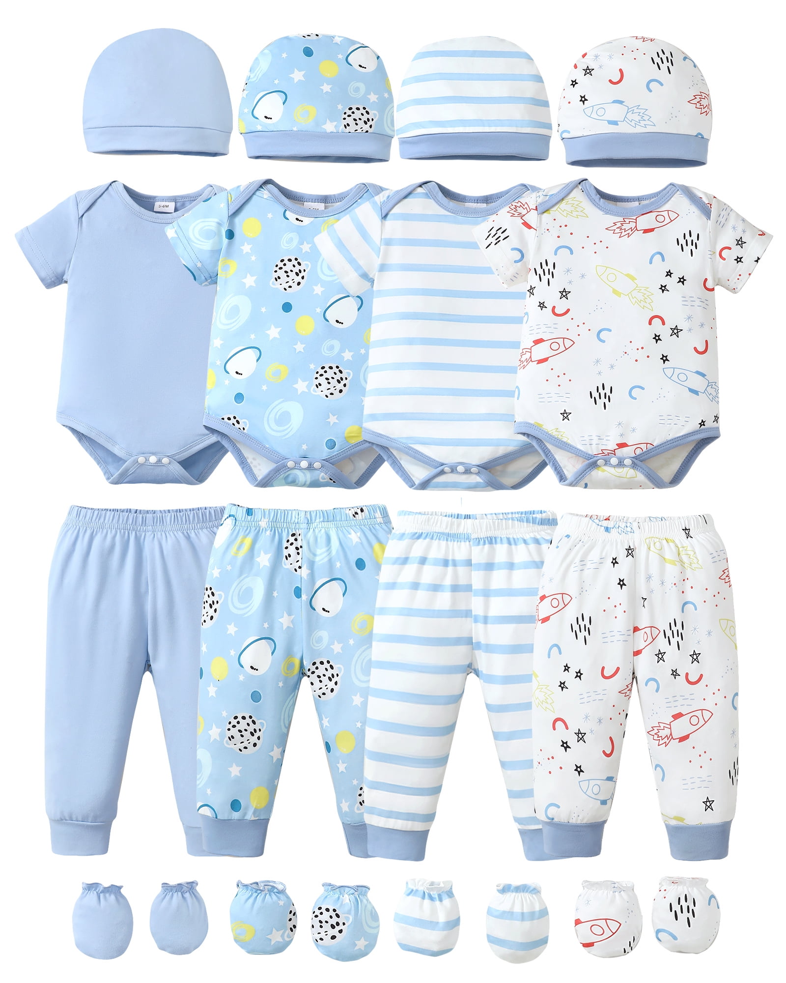 Kimi Bear Newborn Baby Boys Outfits Sets 4 Packs 0-3 Months Summer
