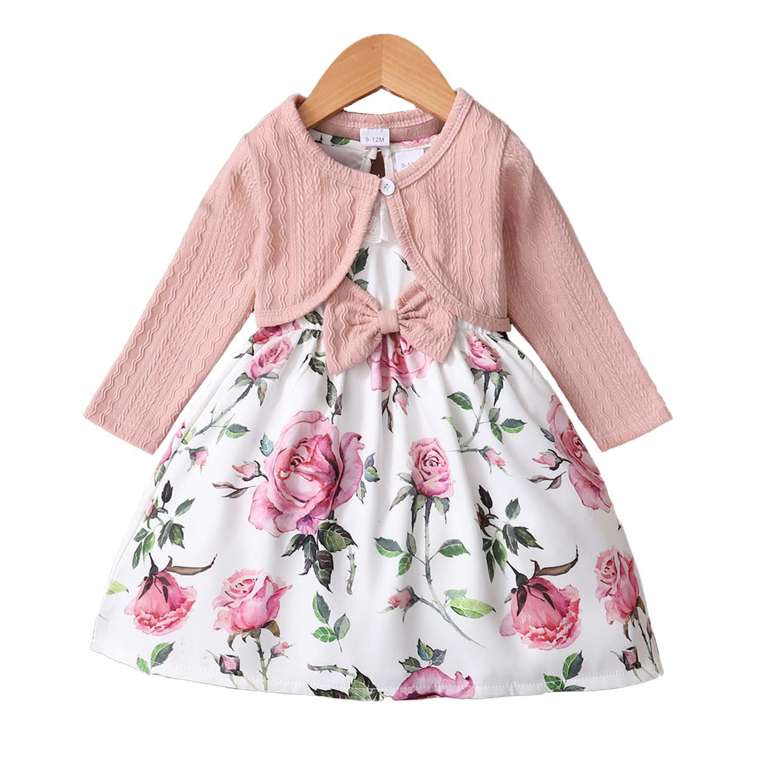 KIMI BEAR Newborn Baby Girl Outfits Fall Winter Dress Sets Ruffle Sleeveless Dress A-ling Floral ...
