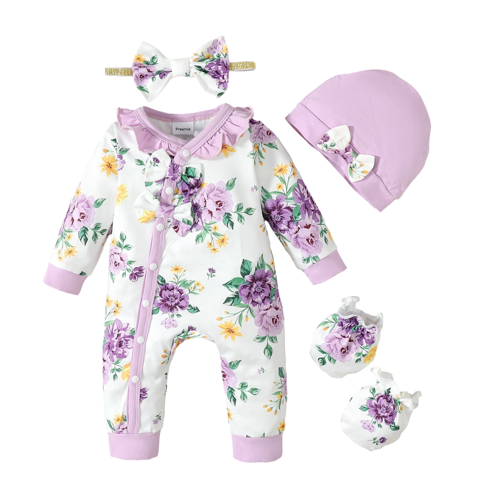 KIMI BEAR Newborn Baby Girls Bodysuit Winter Warm Clothes Long Sleeves ...