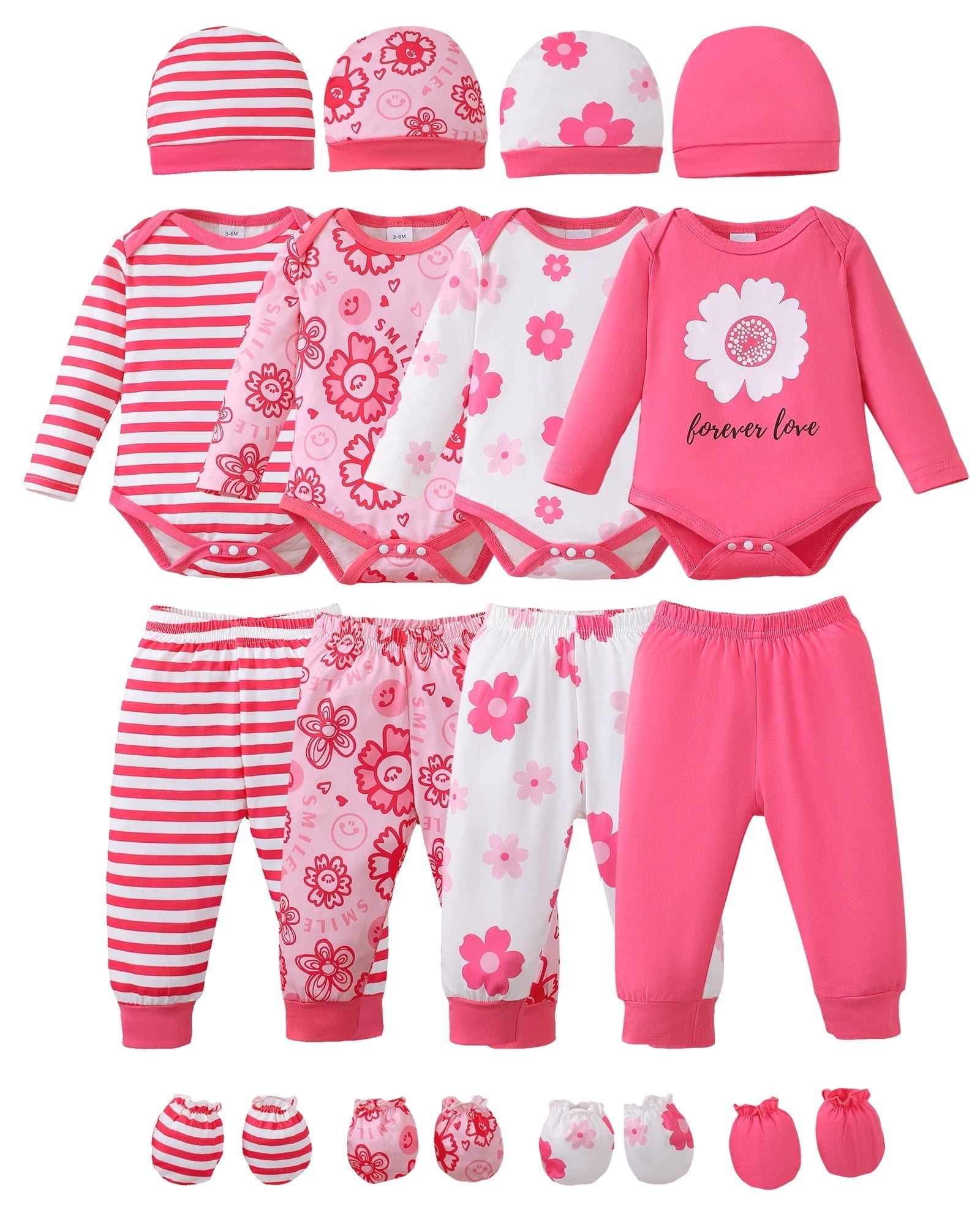 KIMI BEAR Newborn Baby Girls Layette Set 4 Packs 0-3 Months Winter ...