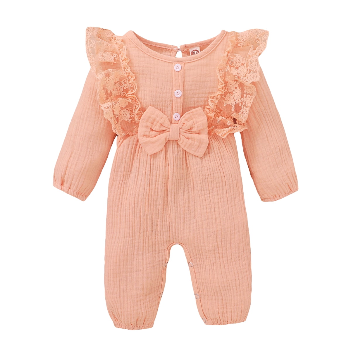KIMI BEAR Newborn Baby Girls Rompers Long Sleeves Ruffle Bodysuits Baby ...