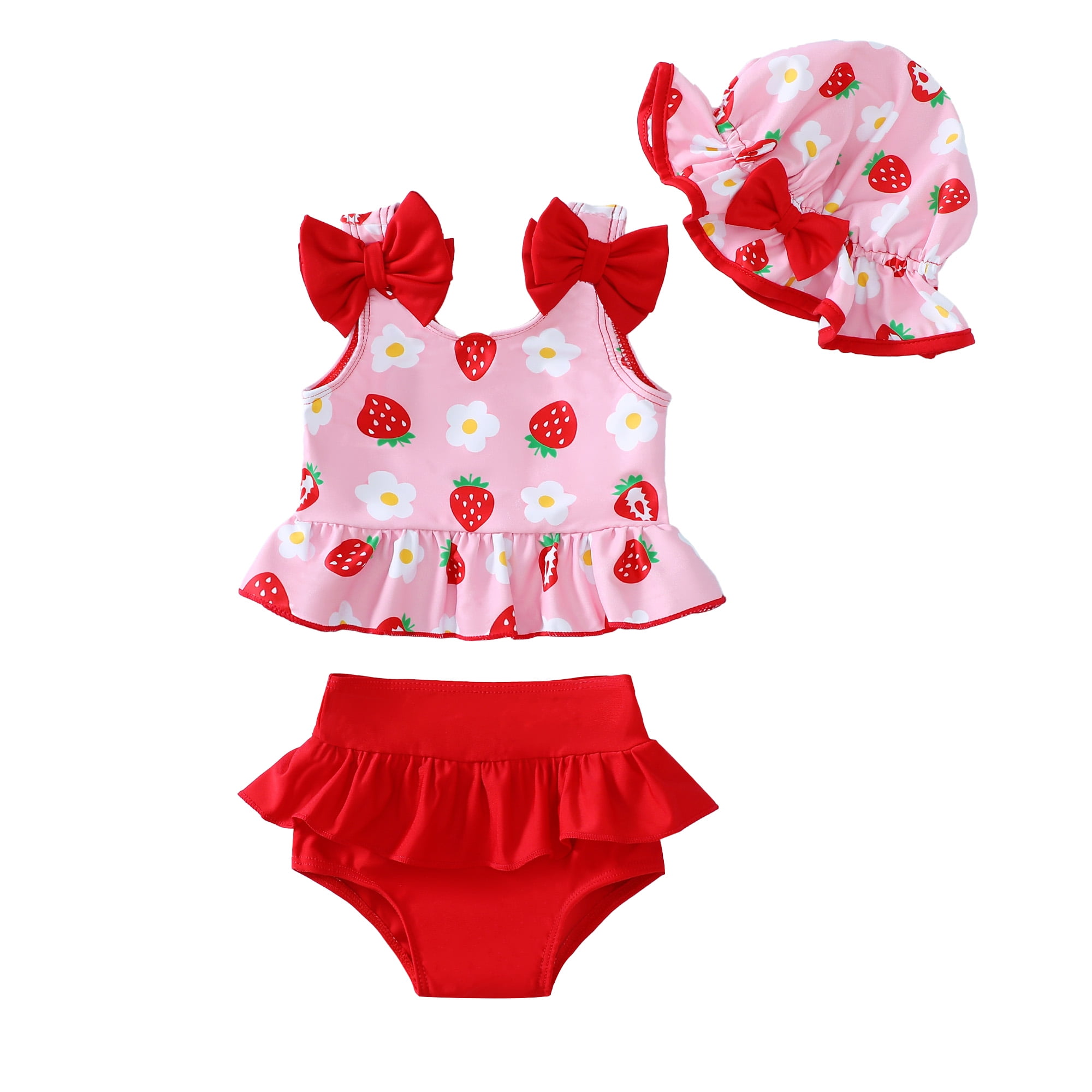 KIMI BEAR Newborn Baby Girls Swimsuits 6-12 Months Sleeveless Bowknots ...