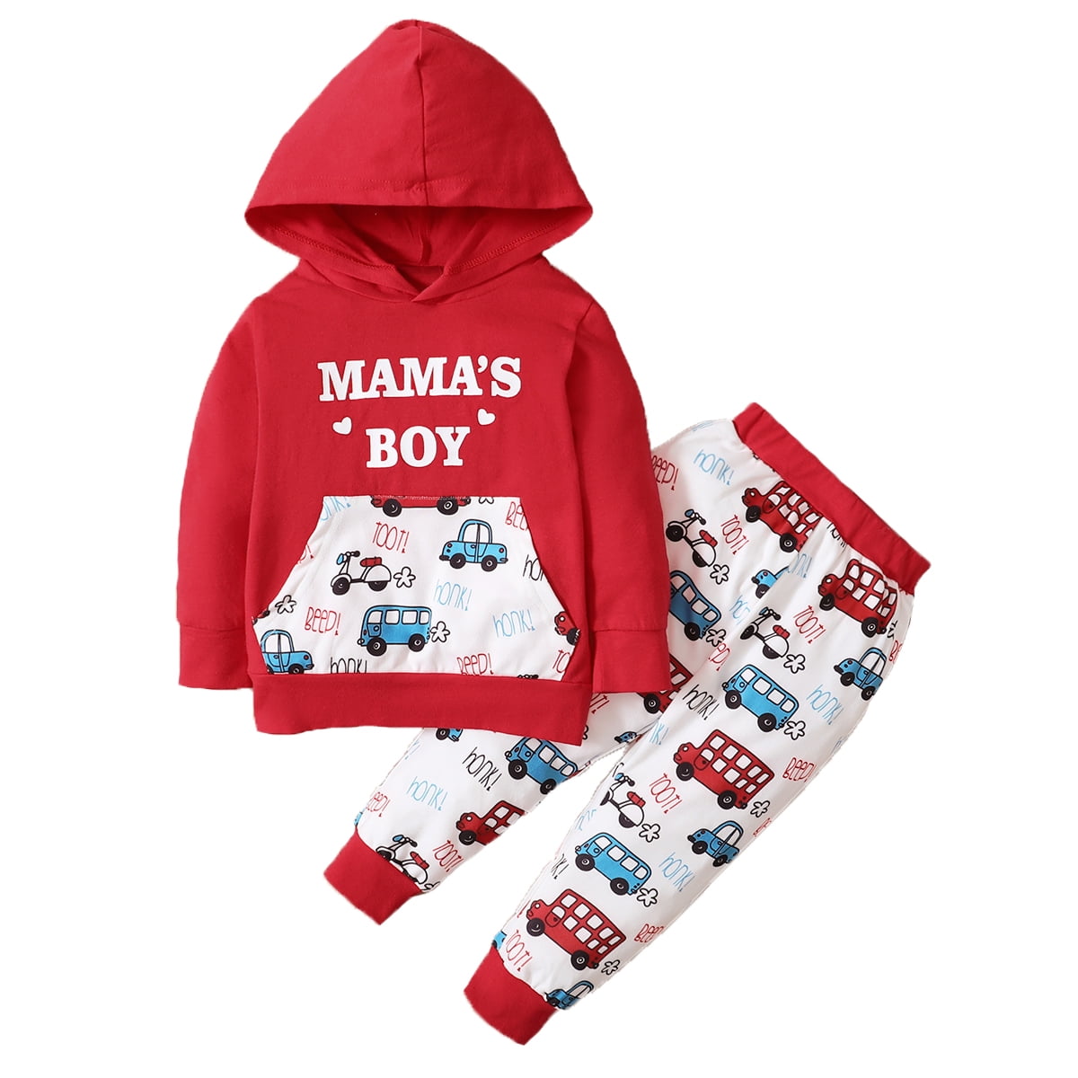 KIMI BEAR Toddler Boys Autumn Winter Outfits, Cartoon Car Hoodie ...