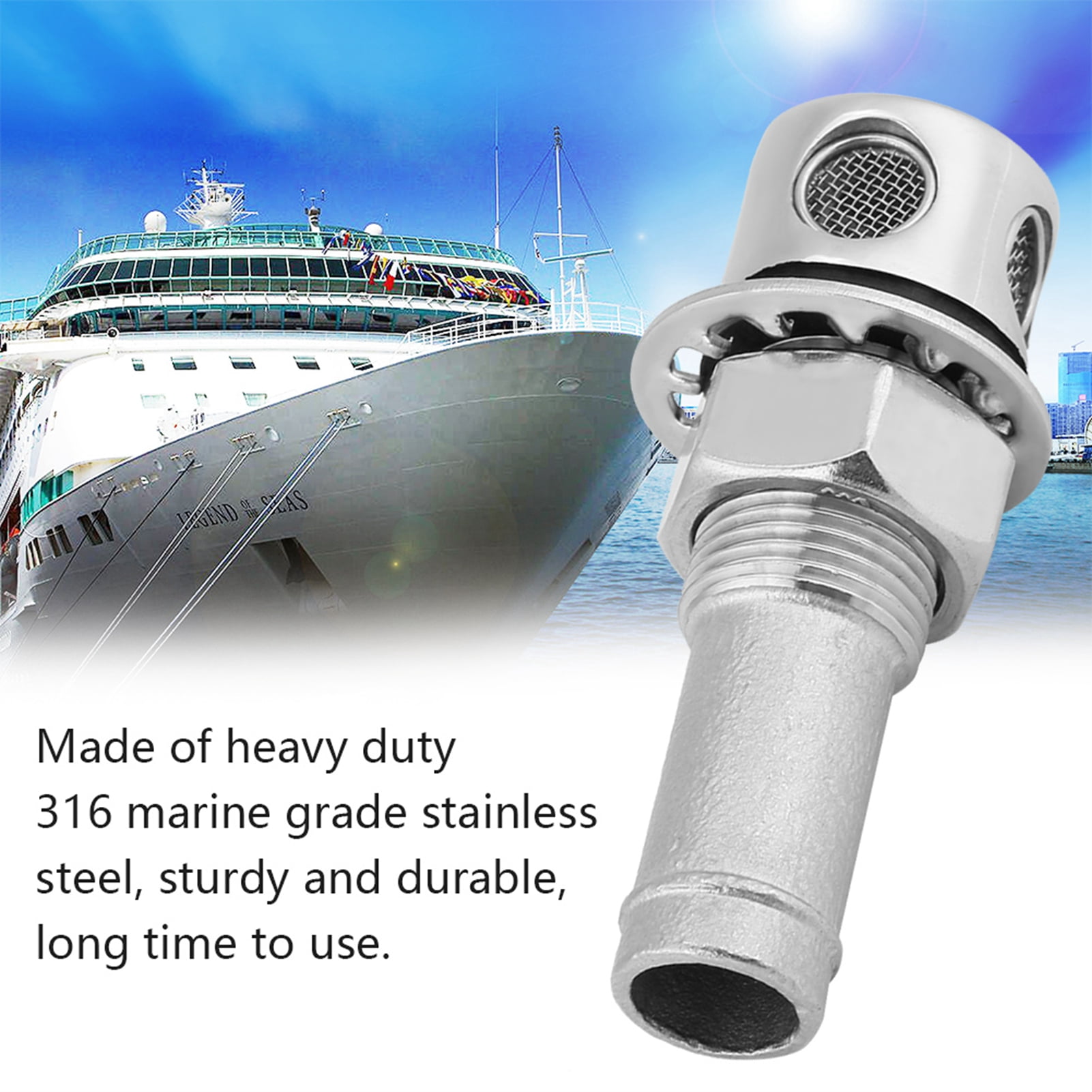 KIMISS Stainless Steel Marine Boat Straight Fuel Gas Tank Vent With ...