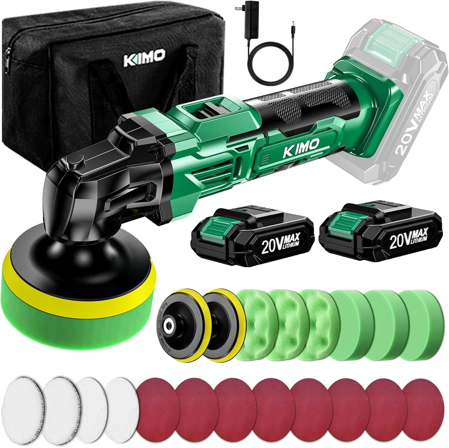 KIMO 20V Cordless Buffer Polisher Kit, 25Pcs Polishing Kit, Car Buffer ...
