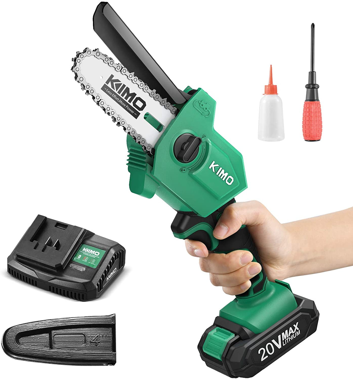 KIMO 4-Inch Small Rechargeable Mini Handheld Chainsaw with 20V 2.0Ah Battery & Charger - Walmart.com