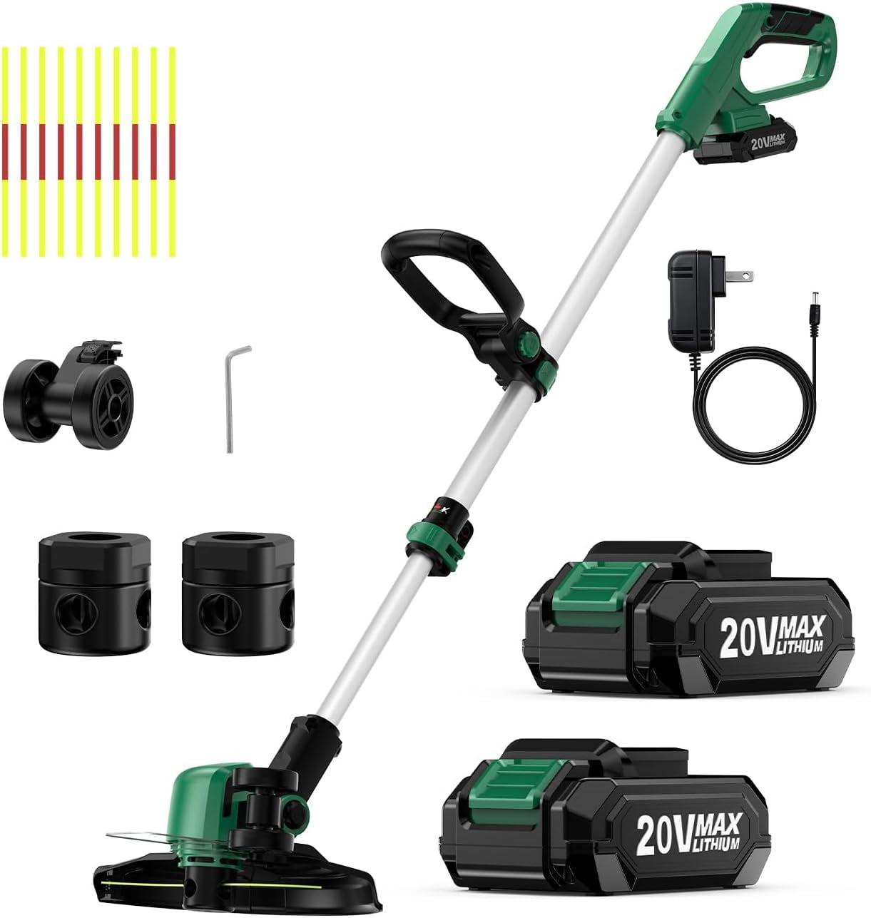 KIMO Cordless Weed Wacker Battery Operated w/ 2 x 2.0Ah Batteries, 2-in ...