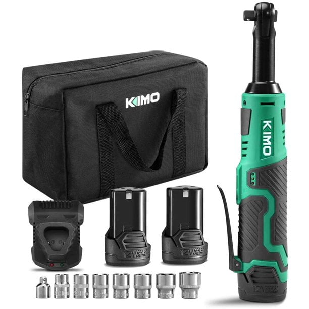 KIMO Extended Cordless Ratchet Wrench,3/8" 40 ft-lbs 12V Long Reach ...