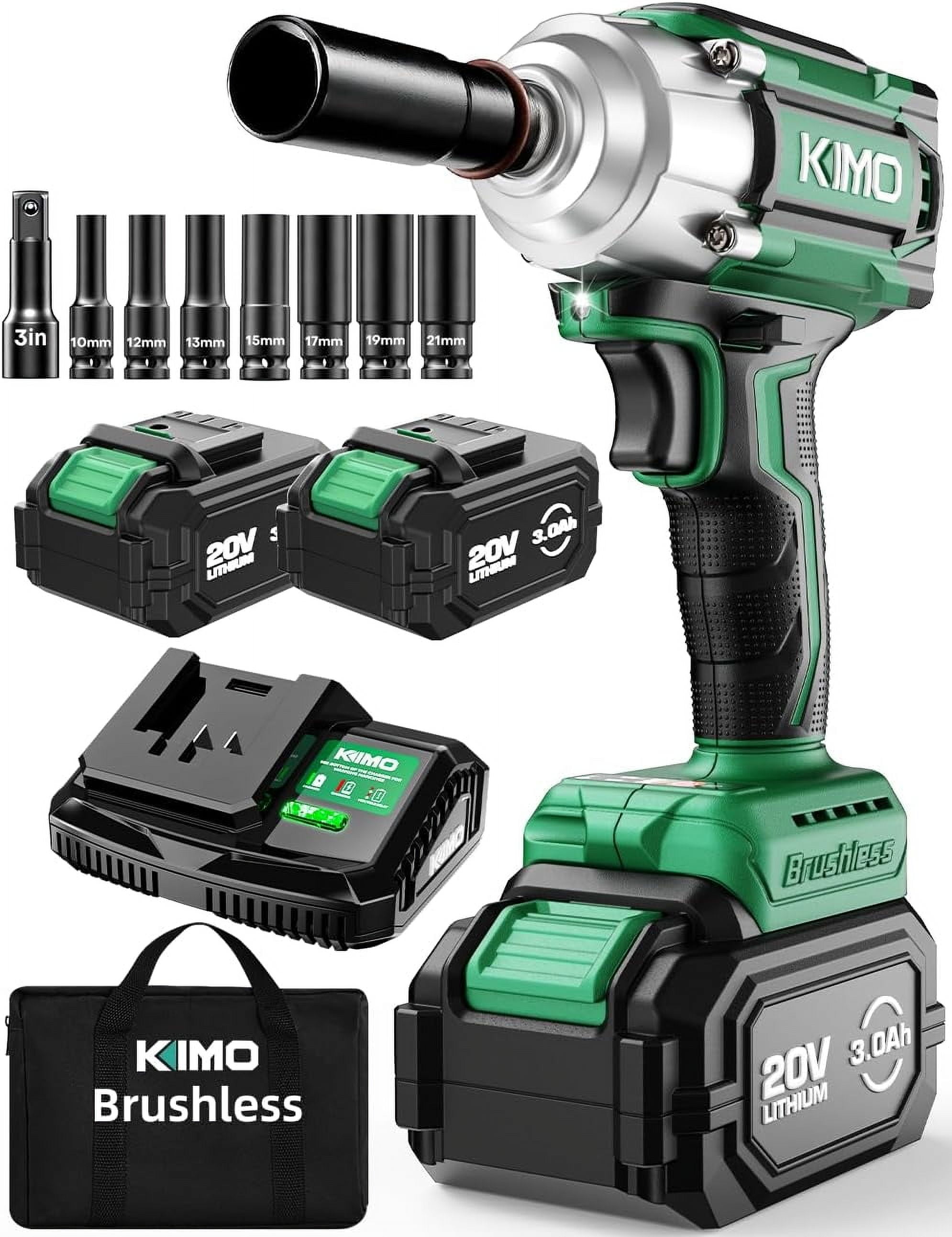 KIMO Impact Wrench 1/2 Cordless,550N.m/406ft-lbs Max Torque & 3000RPM ...