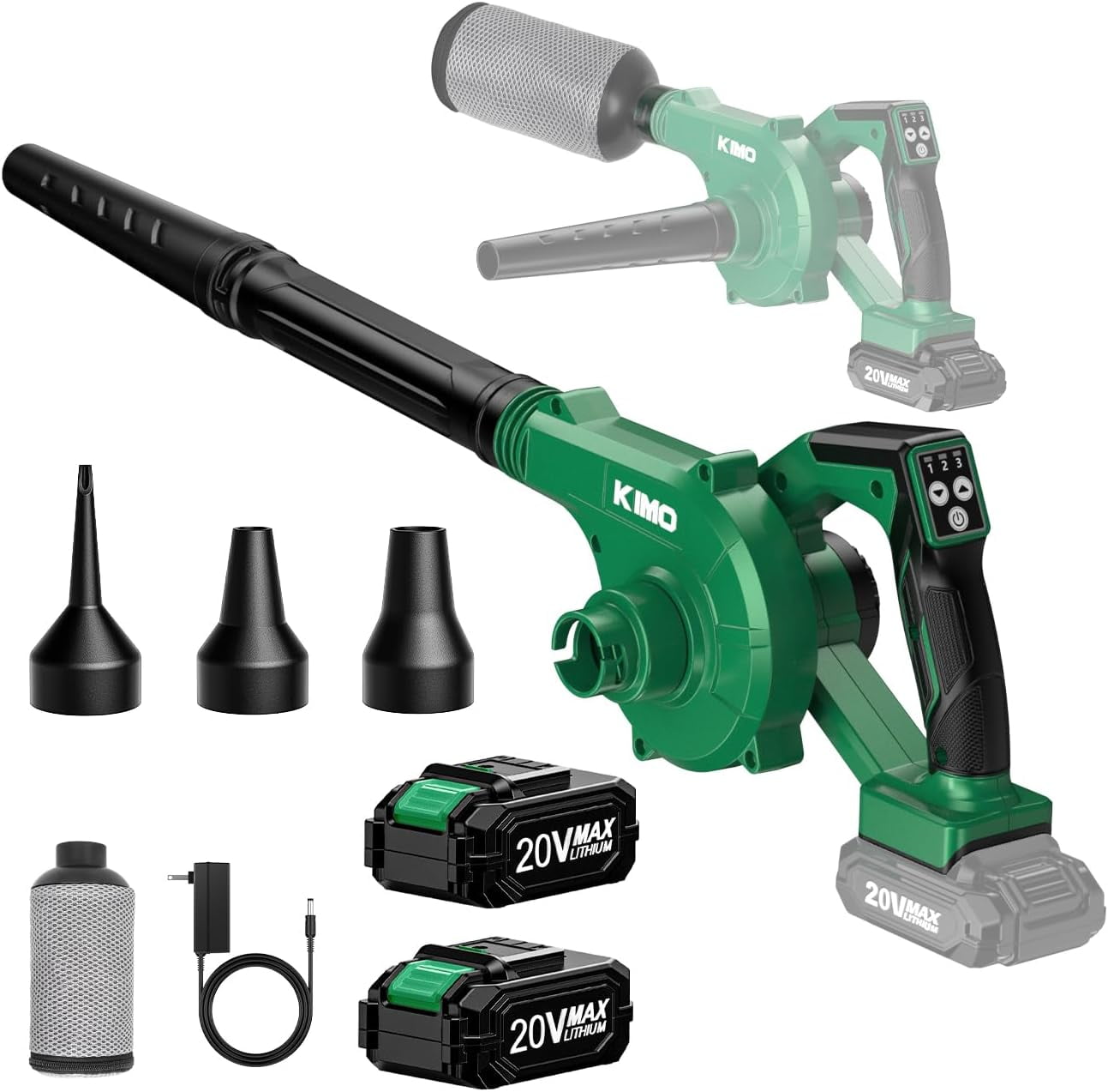KIMO Leaf Blower - 20V 4.0Ah Upgrade Battery, 2-In-1 Cordless Leaf ...