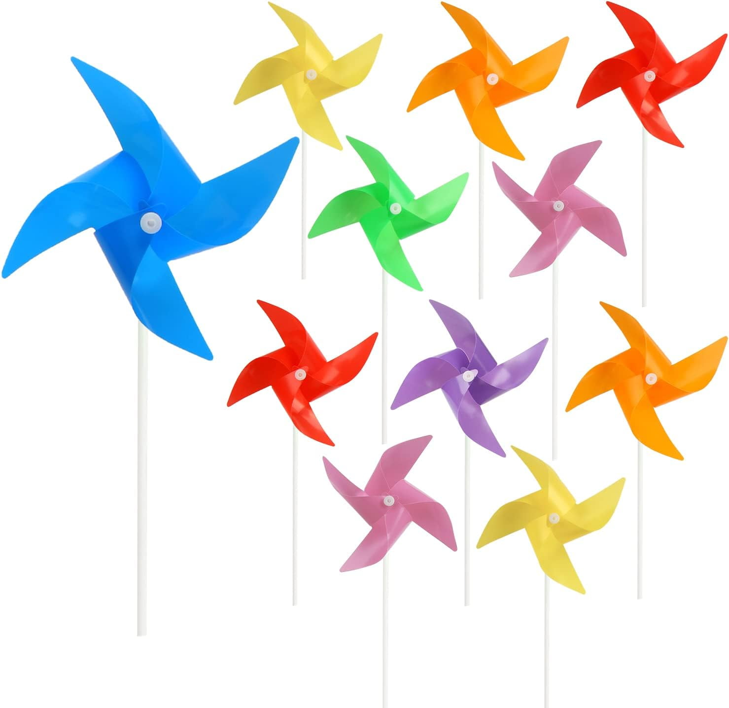 KIMOBER 100PCS Colourful Pinwheels,Mixed Colors Plastic Wind Spinners ...