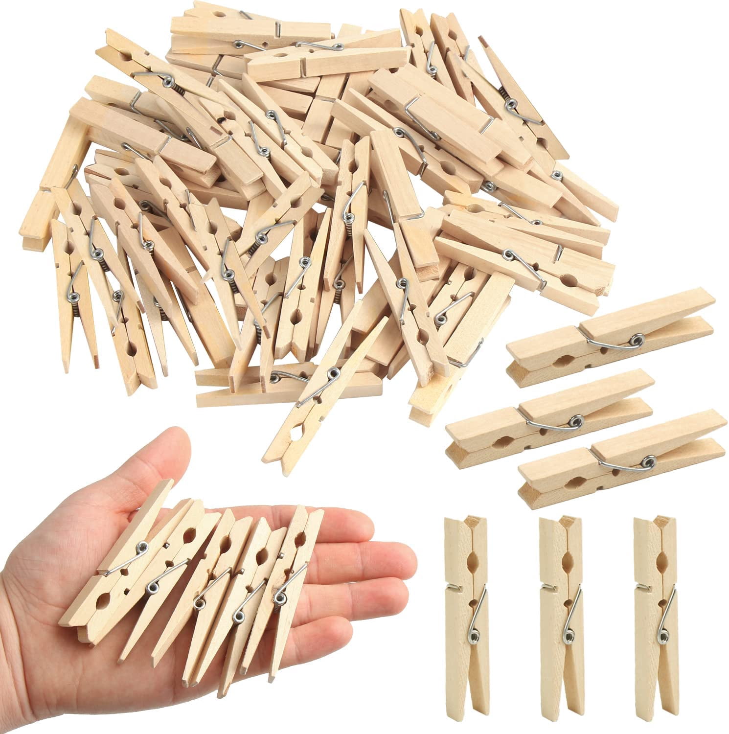 KIMOBER 2.87Inch Large Wooden Clothespins,Sturdy Natural Wooden Craft ...