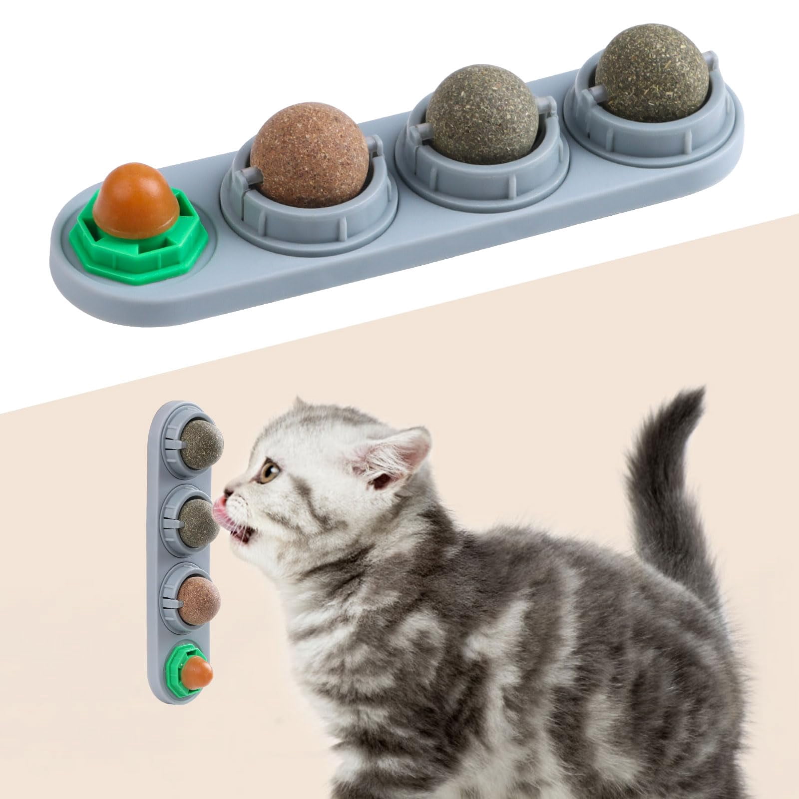 KIMOBER 4 Pack Catnip Ball for Cats,Edible Kitten Chew Toys with Catnip ...