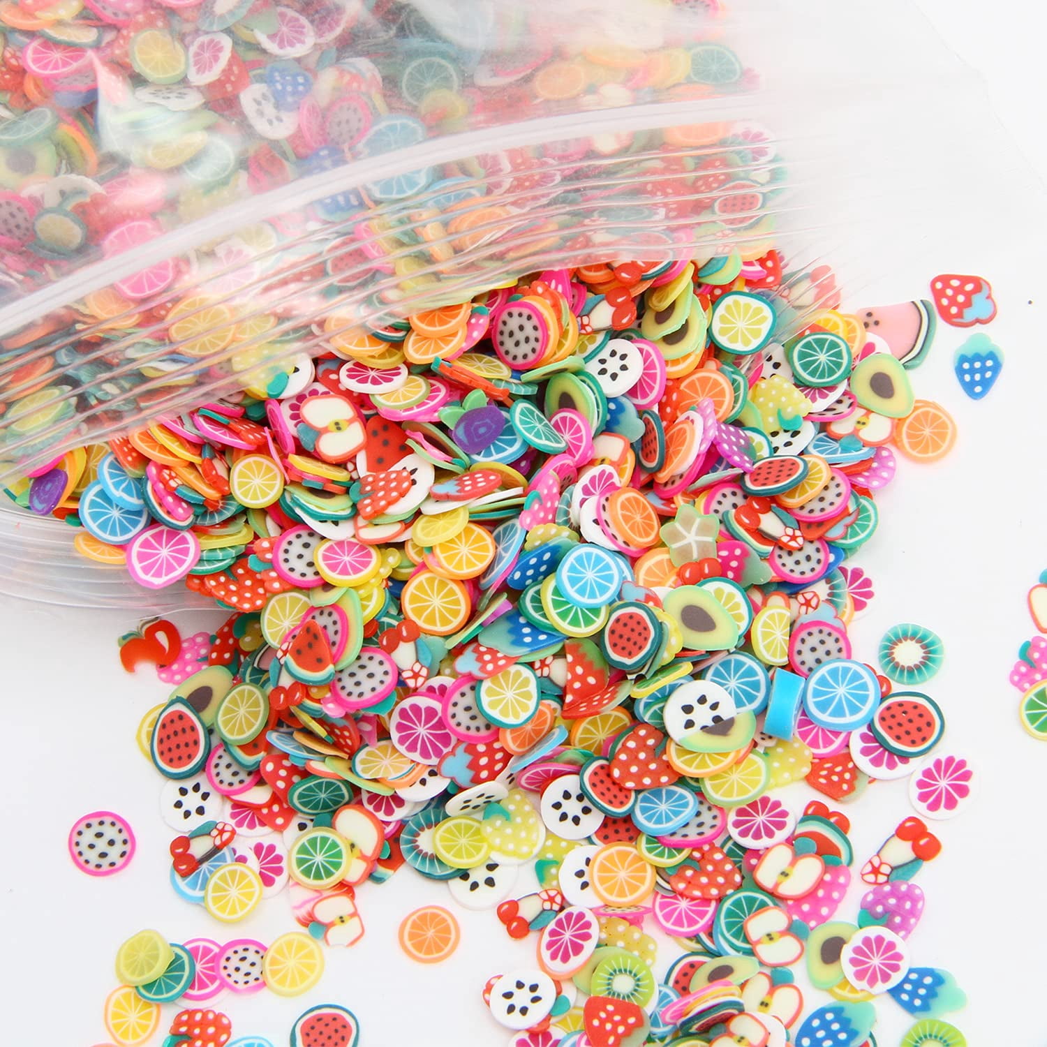 KIMOBER 6000PCS Polymer Fruit Slices,Multicolor Tiny Slime Charms Cute Set for Nail Art DIY ...