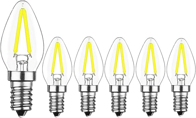 KIMROO 2W E12 C7 Candelabra LED Bulbs(6 Pack) 15W Enquivalent E12 Base ...