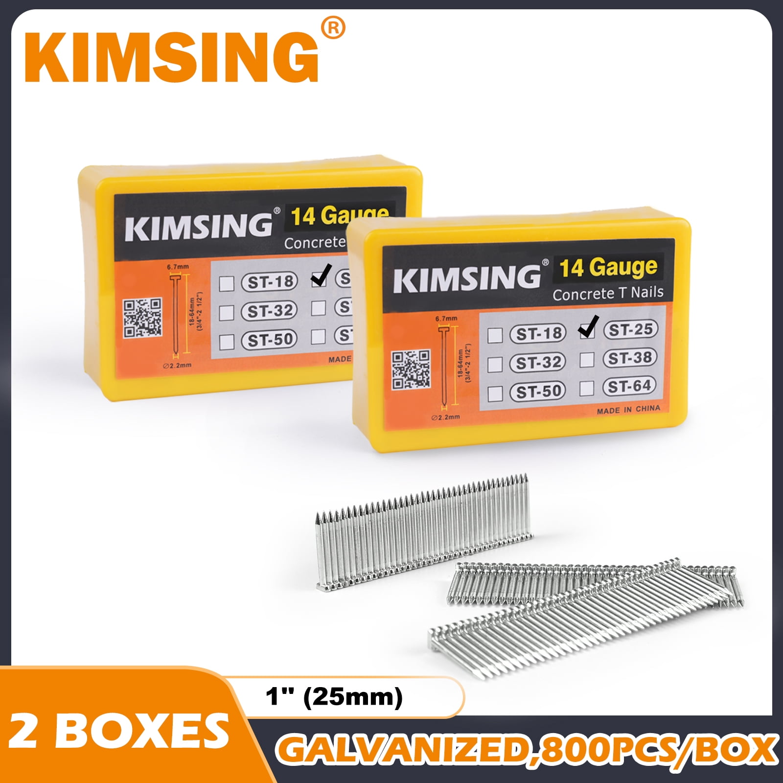 KIMSING 14 Gauge 1'' Length Concrete Nails Concrete T-Nails for ...