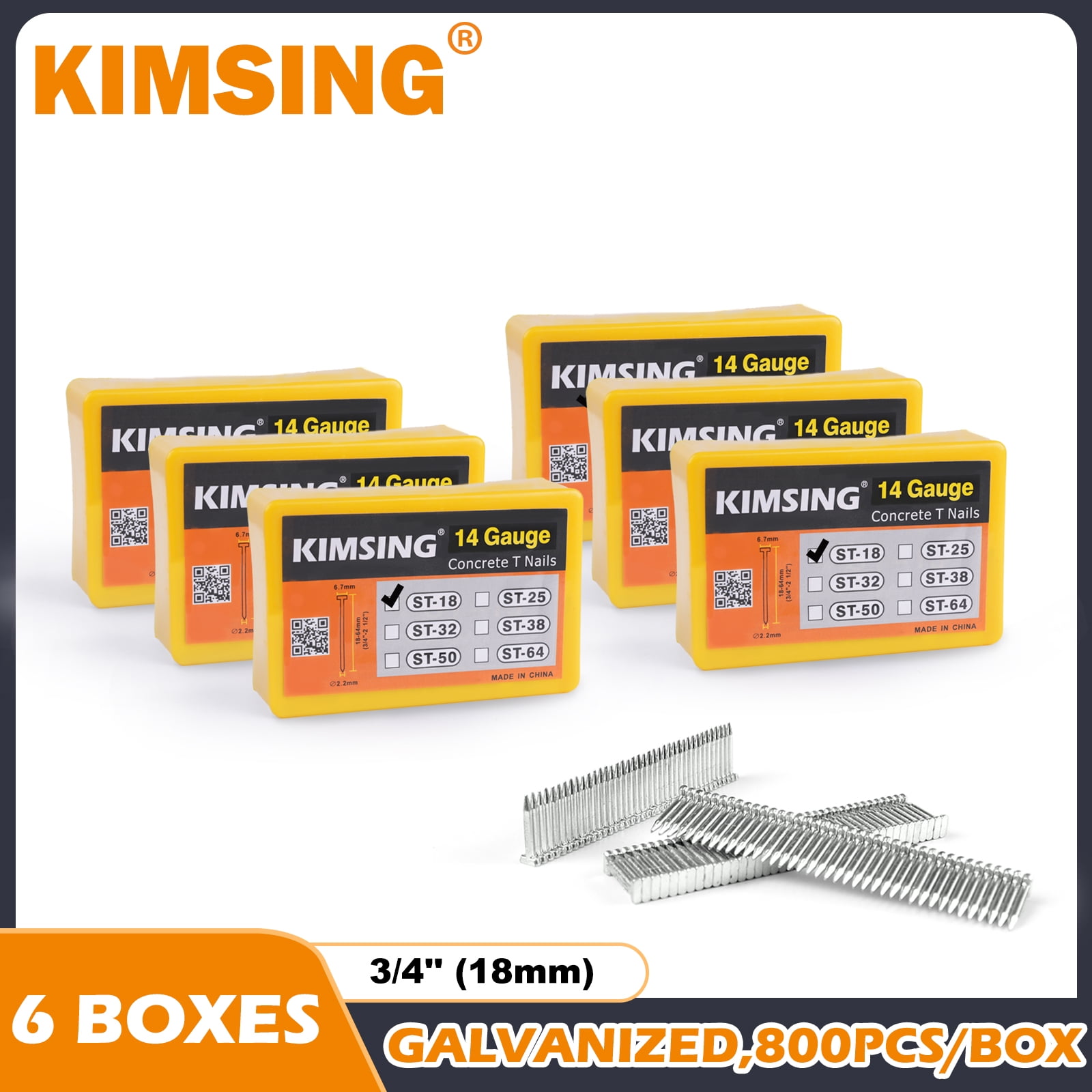 KIMSING 14 Gauge 3/4'' Length Concrete Nails Concrete T-Nails for ...