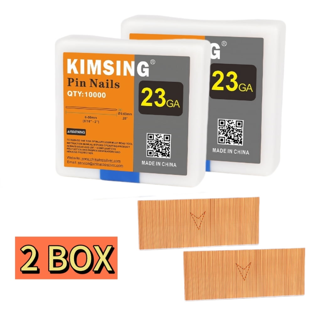 KIMSING Headless Micro Pin Nails 25mm 23 Gauge 10000pcs/box with 2 box ...