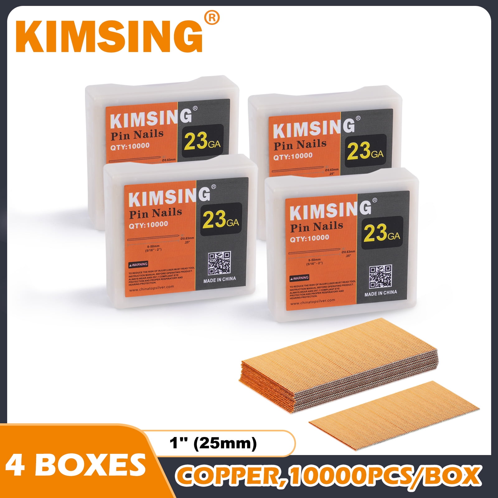 KIMSING Headless Micro Pin Nails 25mm 23 Gauge 10000pcs/box with 4 ...