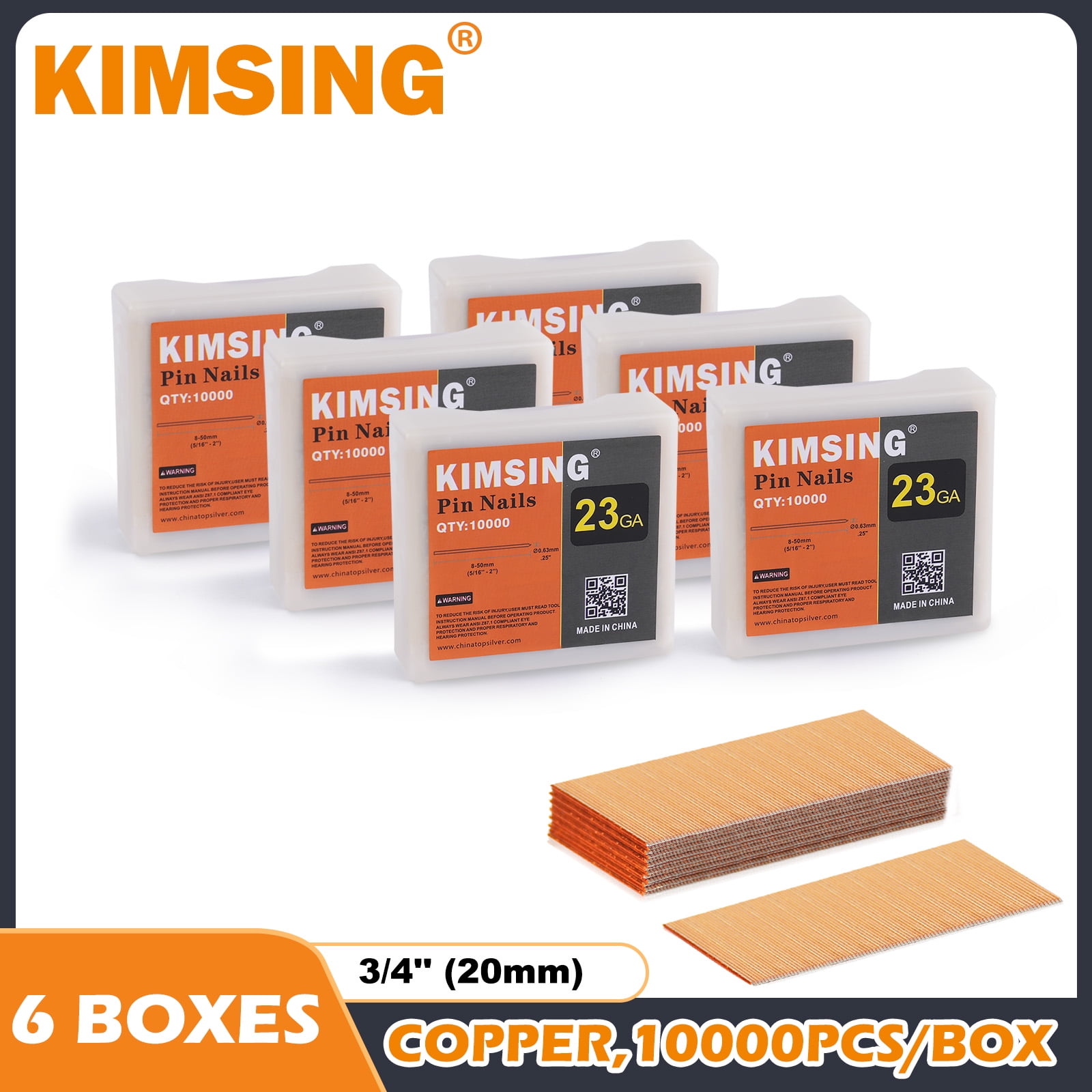 KIMSING Micro Pin Nails 23 Gauge 3/4'' Length(20mm) Headless Pin Nailer ...