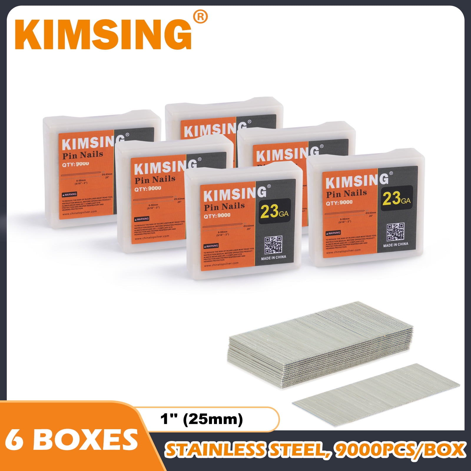 KIMSING Pin Nails 23 Gauge Stainless Steel 25mm Headless Pin Nailer ...