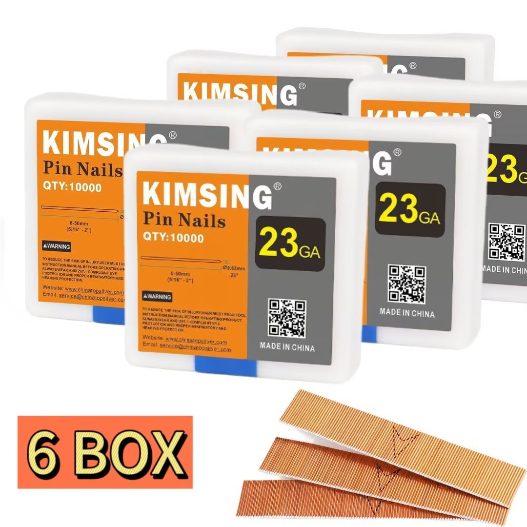 KIMSING Pin Nails Length 12mm for Nailer 23 Gauge 10000pcs/box with 6 ...