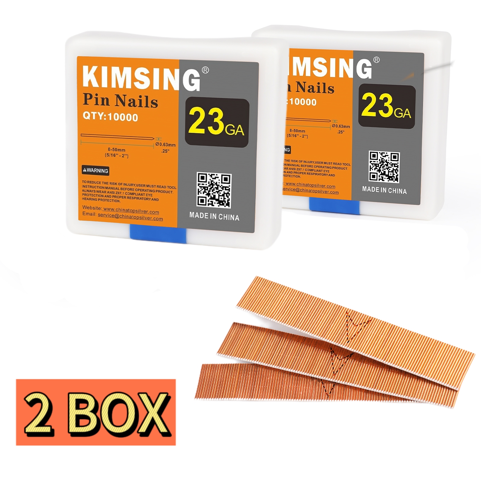 KIMSING Pin Nails for Nailer 23 Gauge 10000pcs/box with 2 Box Length ...