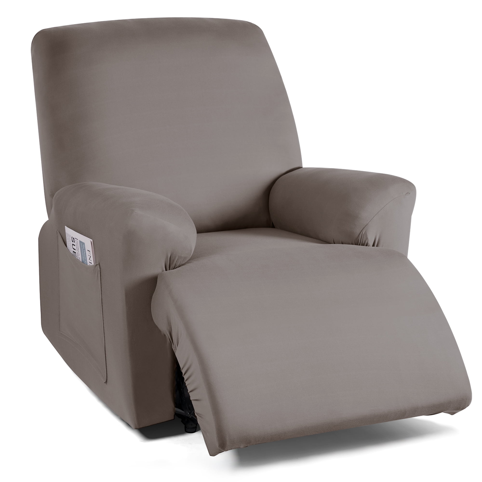 KINCAM Recliner Chair Covers with Pockets, 3 Pieces Solid Furniture ...