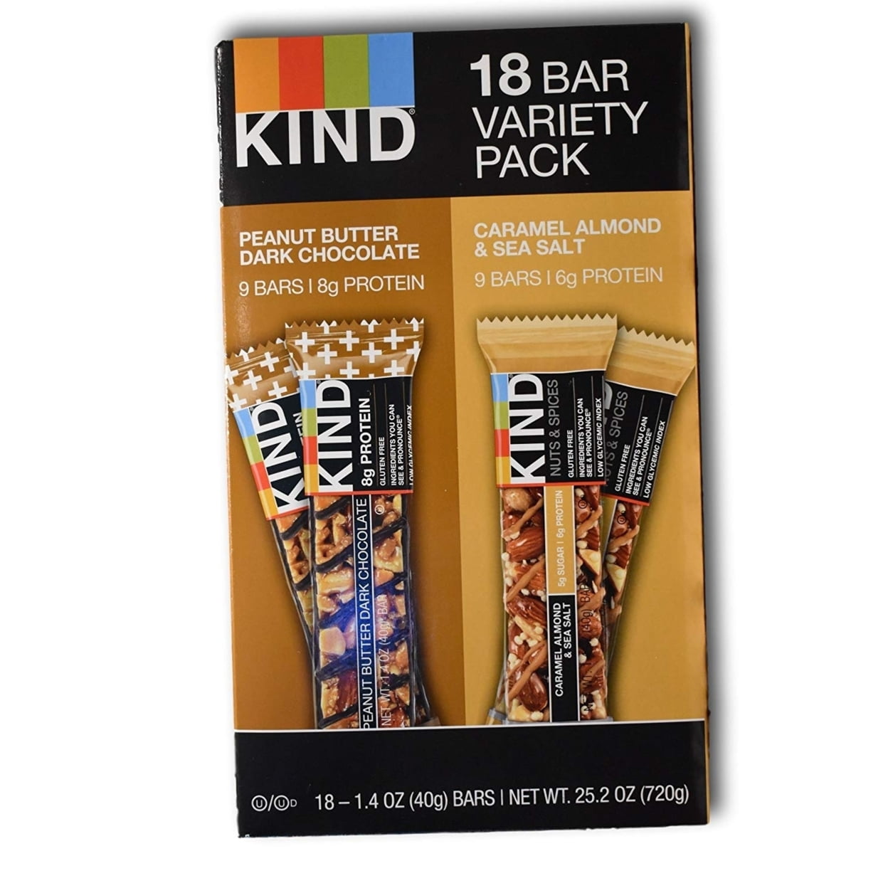 KIND BAR 18pk Variety - Peanut Butter Dark Chocolate and Caramel Almond ...