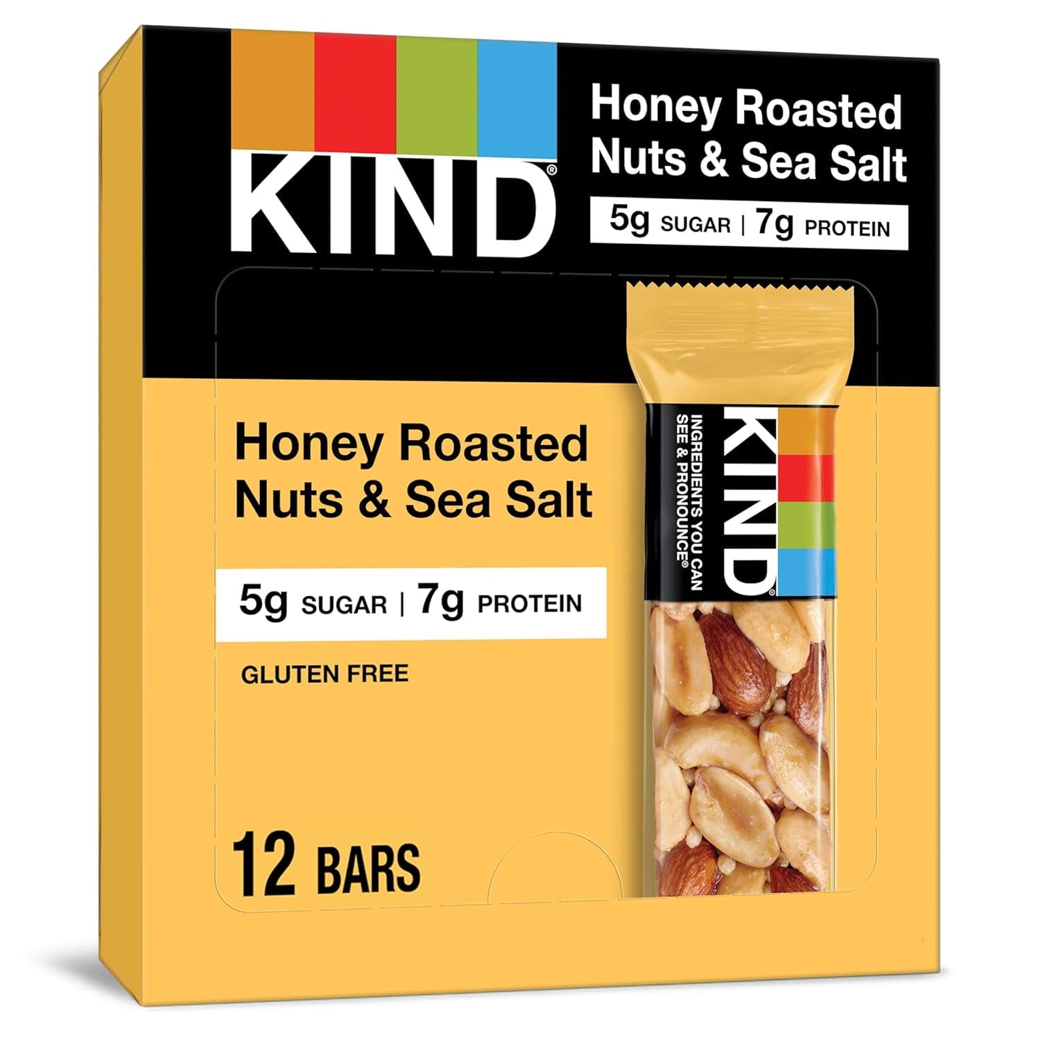 KIND Honey Roasted Nuts & Sea Salt Bars – 12ct, 1.4 oz Each (16.8 oz ...