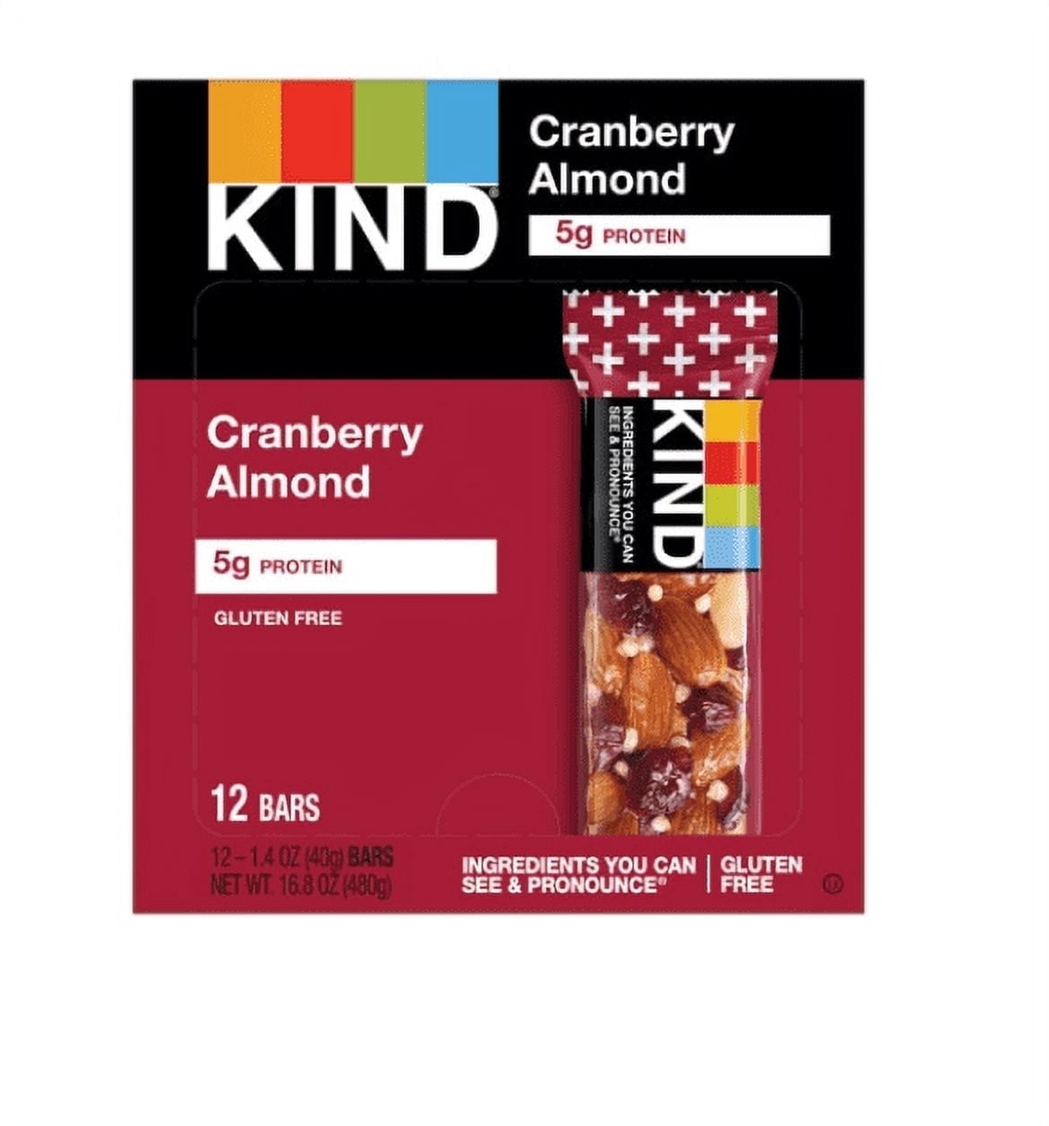 KIND Bars Kind Plus Cranberry Almond Antioxidants with Macadamia Nuts ...