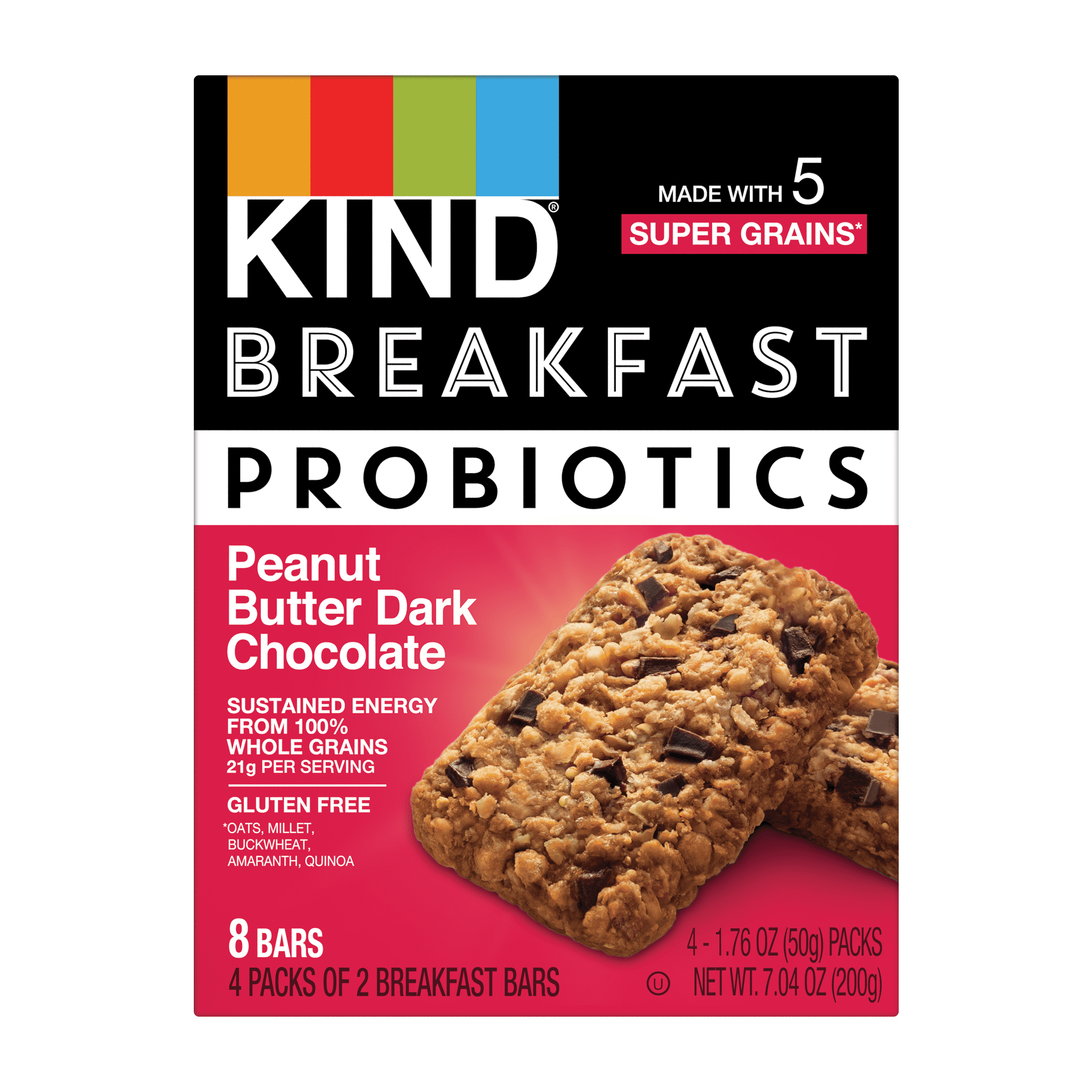 KIND Bars, Peanut Butter Dark Chocolate Probiotic Breakfast Bar, Gluten ...