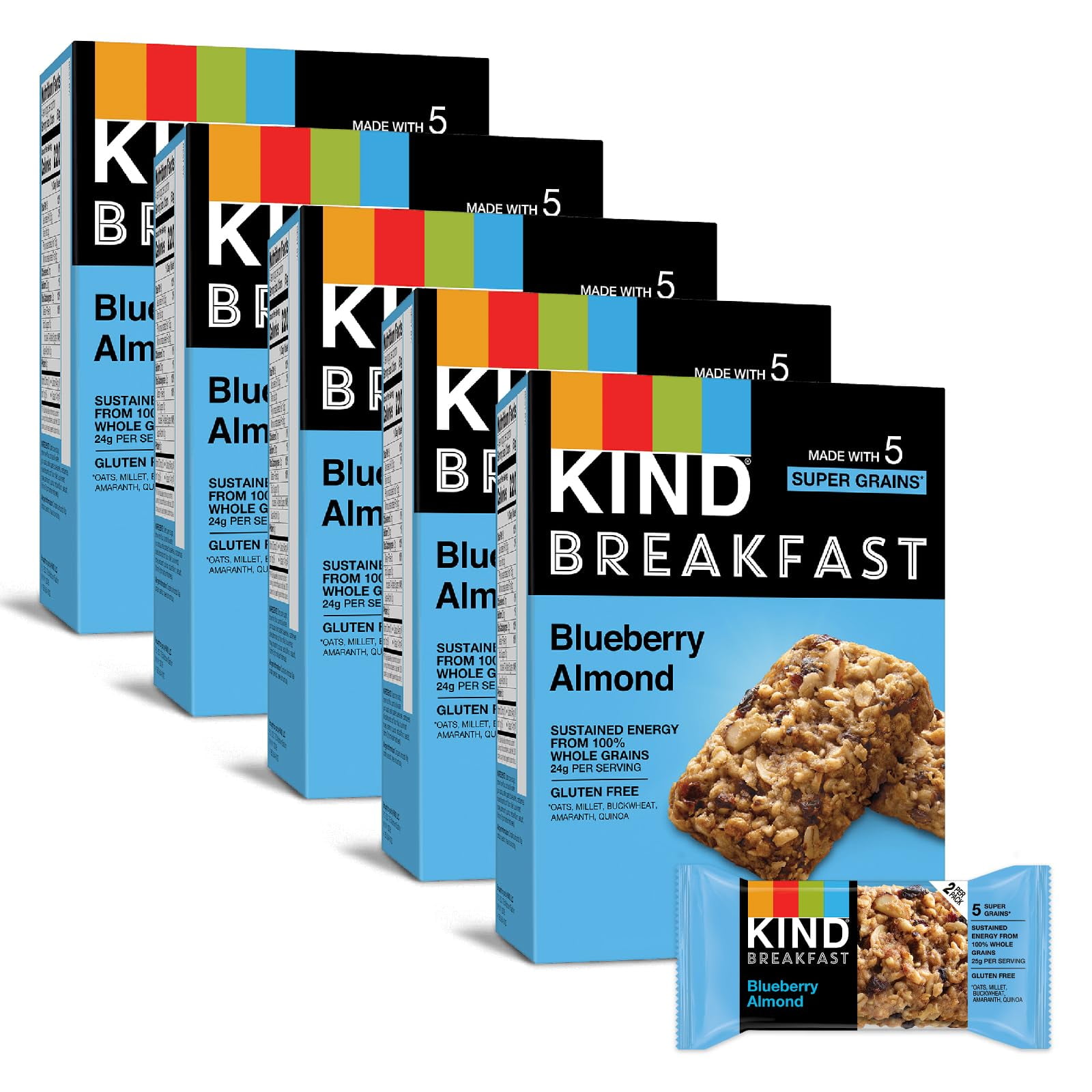 KIND Breakfast Bars, Blueberry Almond, Healthy Snacks, Gluten Free, 100 ...