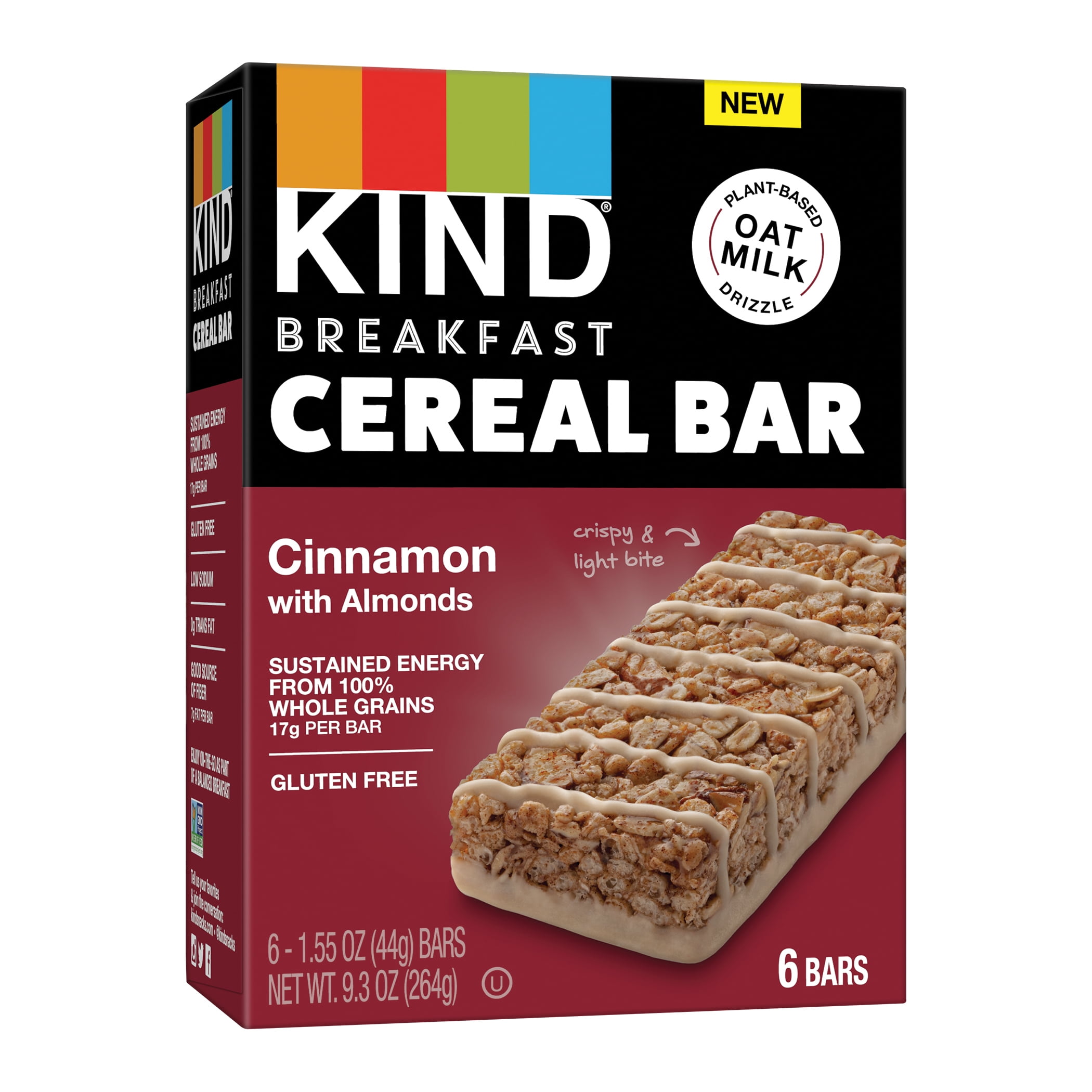 KIND Gluten Free, Low Sodium, 0g Trans Fat Cinnamon Cereal Bar - High ...