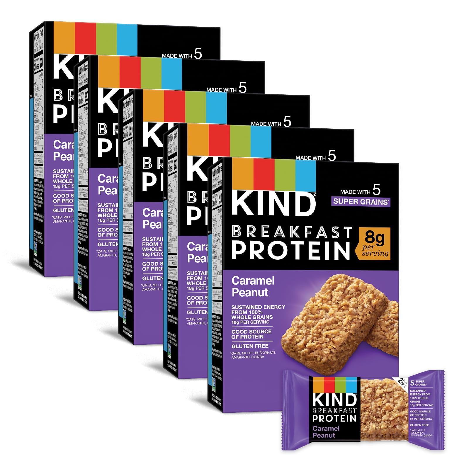 KIND Breakfast Protein Bars, Caramel Peanut, Healthy Snacks, Gluten ...