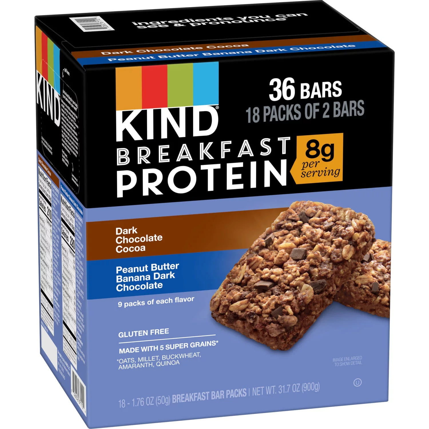 KIND Breakfast Protein Bars, Variety Pack, 1.76 Ounce (Pack of 18 ...