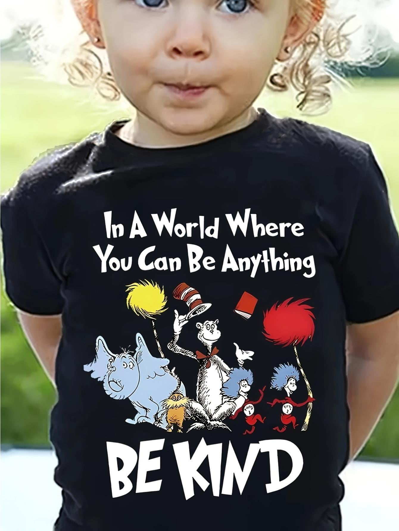 BE KIND & Cartoon Animals Graphic Print, Girls' Casual & Comfy Crew ...