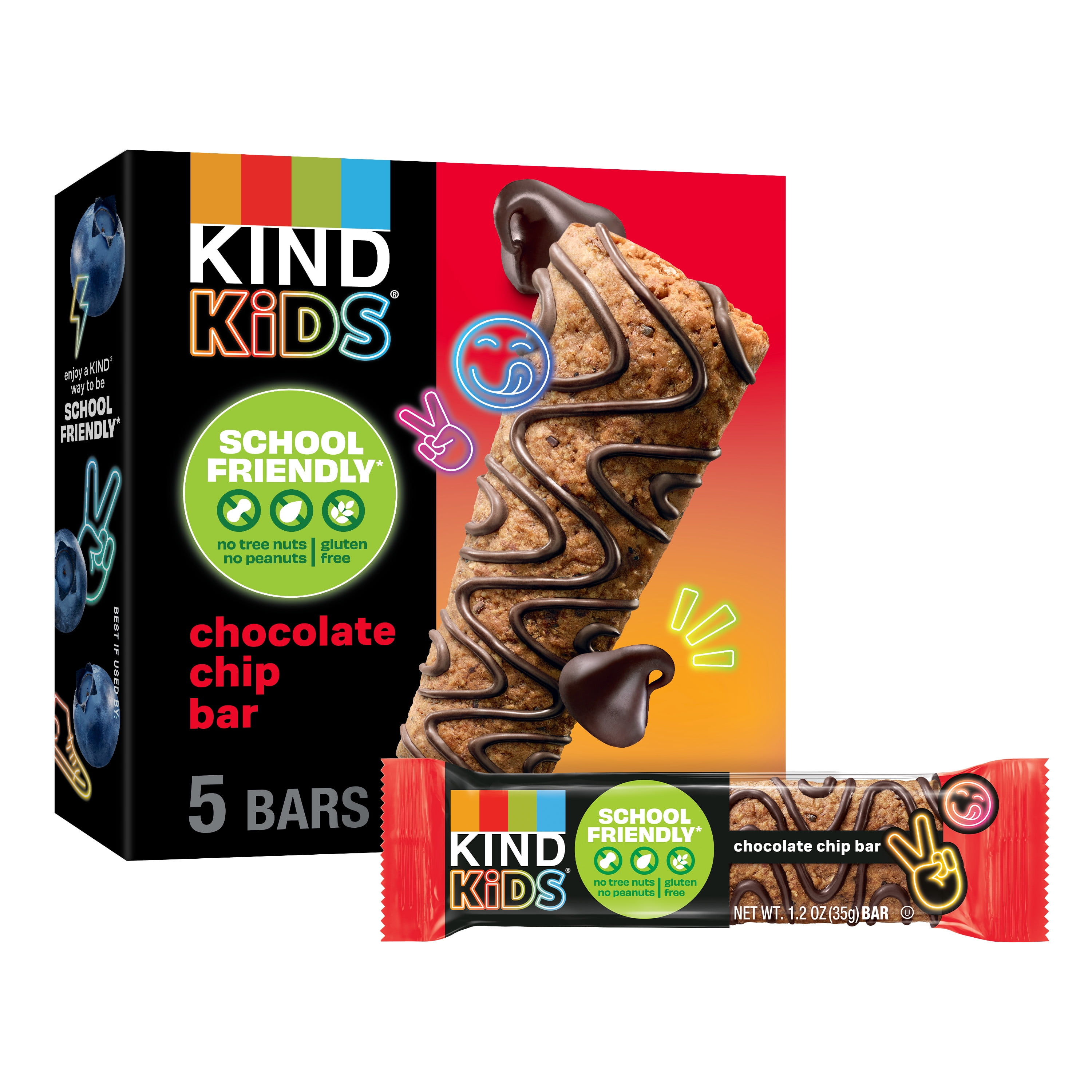 KIND Kids Chocolate Chip Bar, Tree Nut Free, Peanut Free, 6.2 oz Box (5 ...